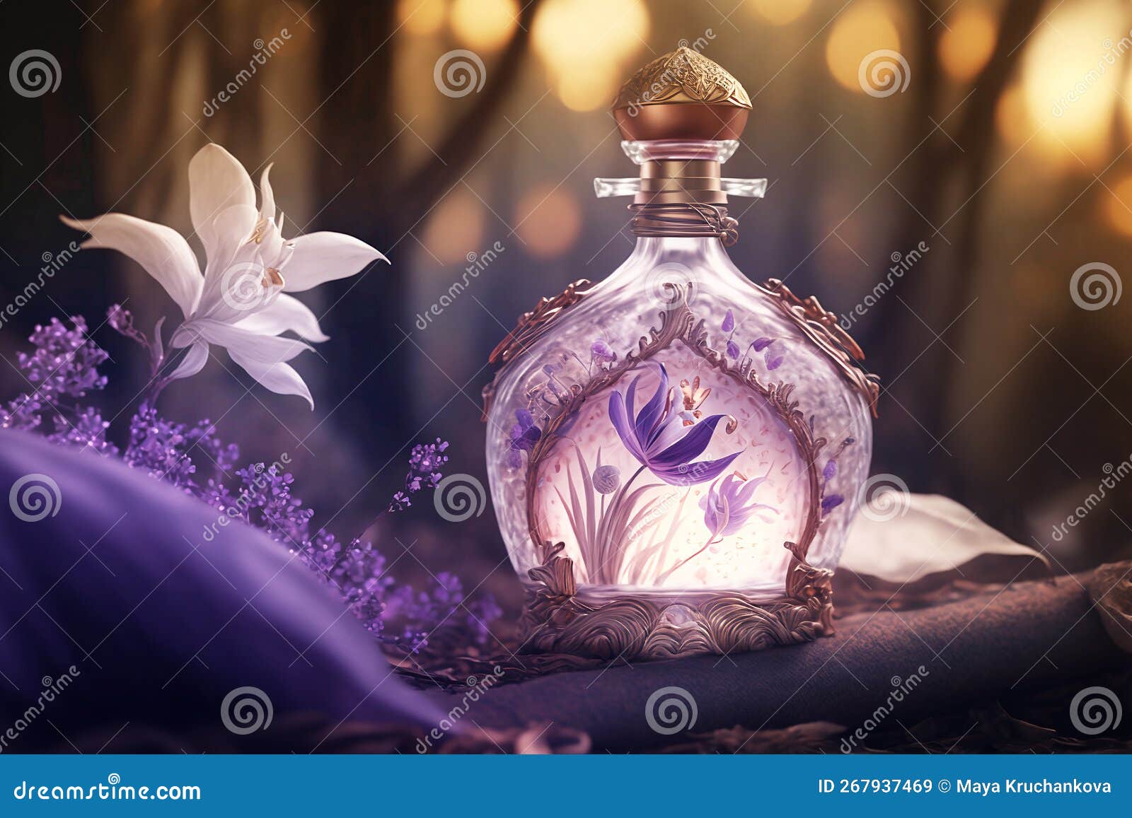 Magic Potion in a Beautiful Decorated Vial in Magic Forest Stock ...