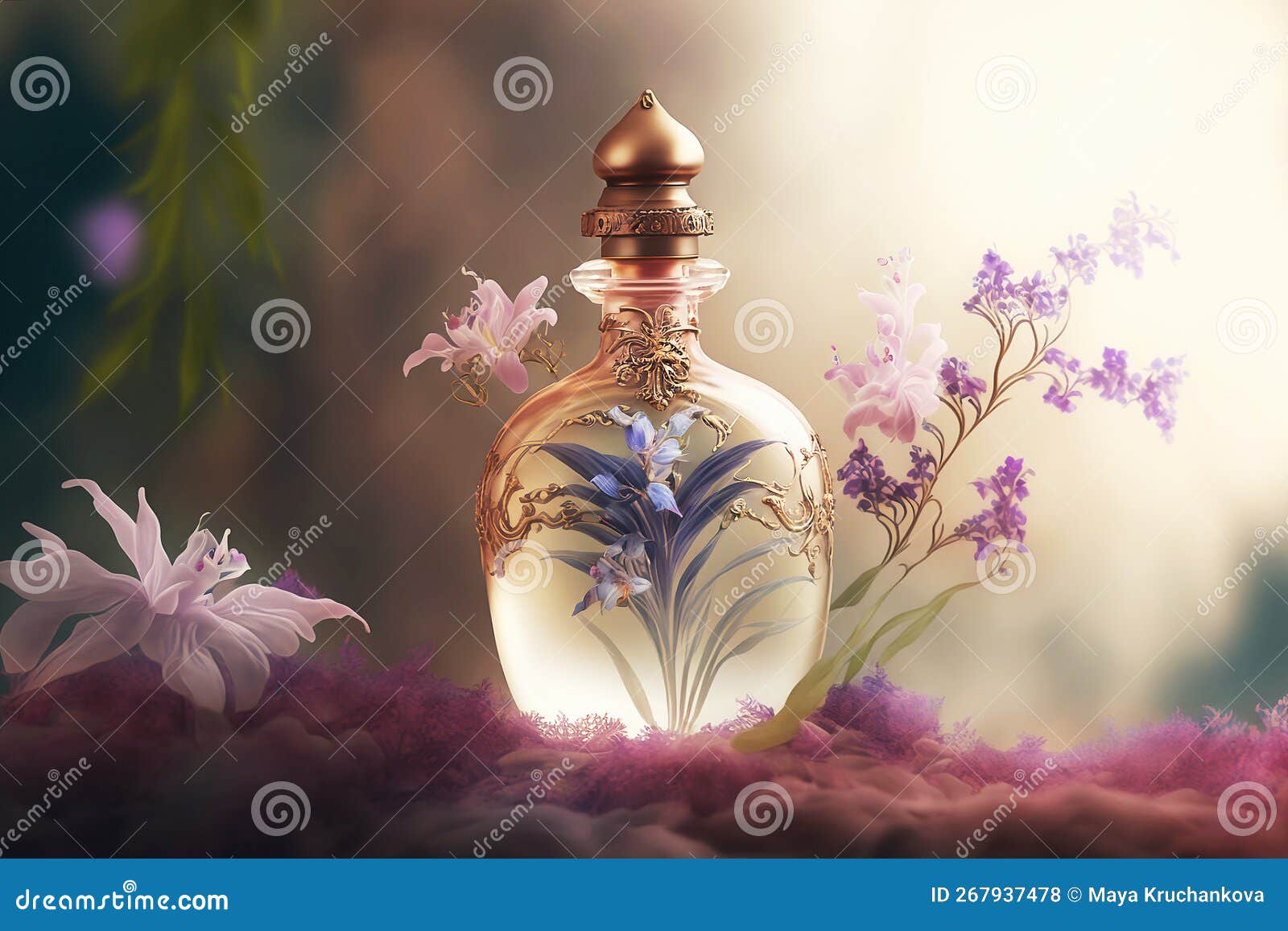 Magic Potion in a Beautiful Decorated Vial in Magic Forest Stock ...