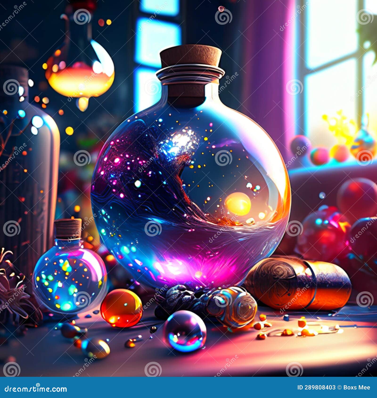 Magic Potion in a Bottle. 3d Illustration Stock Illustration ...