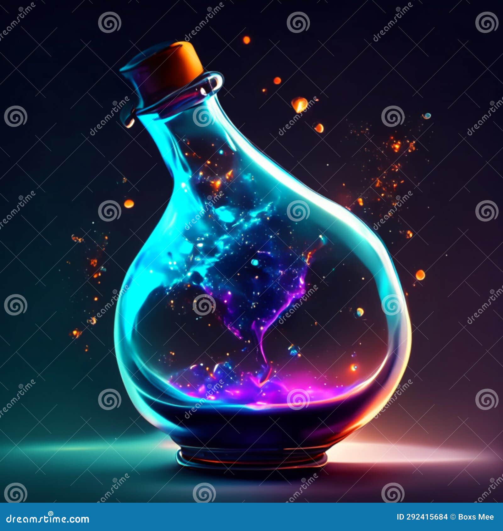 Magic Potion in a Bottle on a Dark Background. Vector Illustration ...