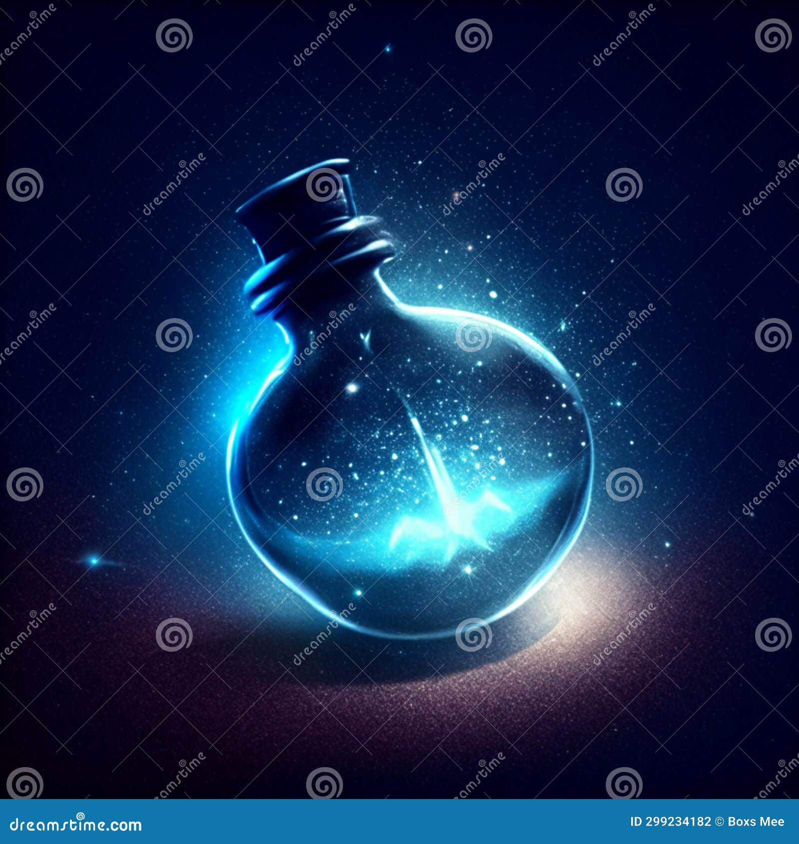 Magic Potion in a Bottle on a Dark Background. Vector Illustration ...