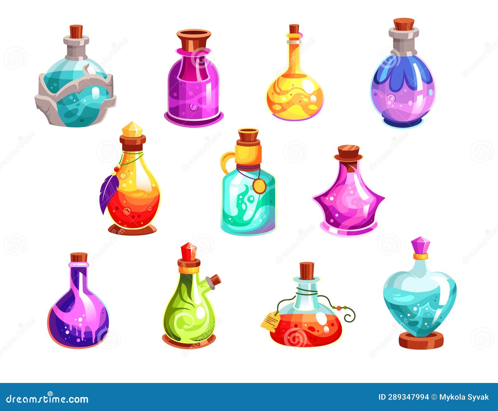 Magic Potion Bottle, Energy Elixir Phial, Alchemy Liquid Flask Isolated ...