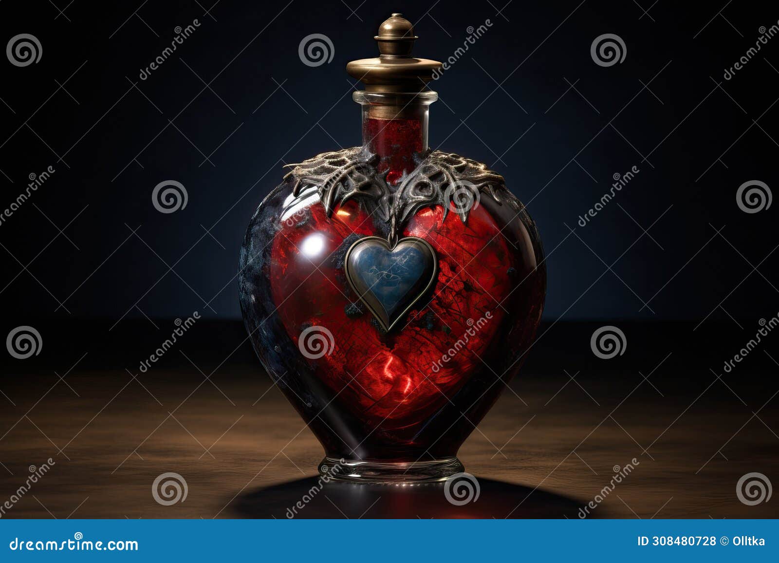 A Magic Potion Bottle with a Heart-shaped Bottle Stock Illustration ...