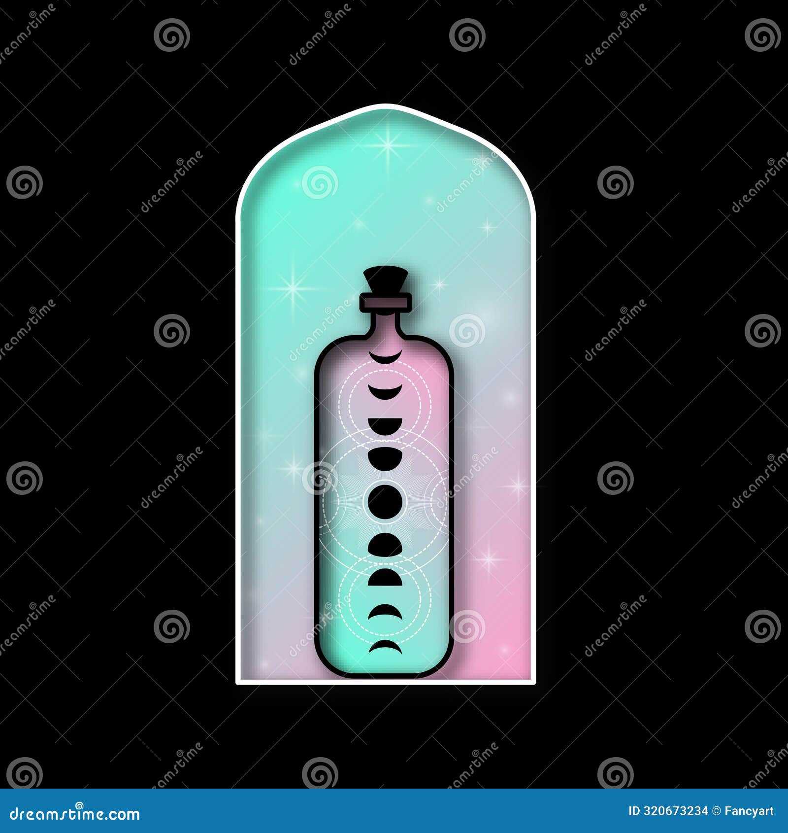 Magic Potion Bottle Jar with Moon Phases and Stars Stock Vector ...