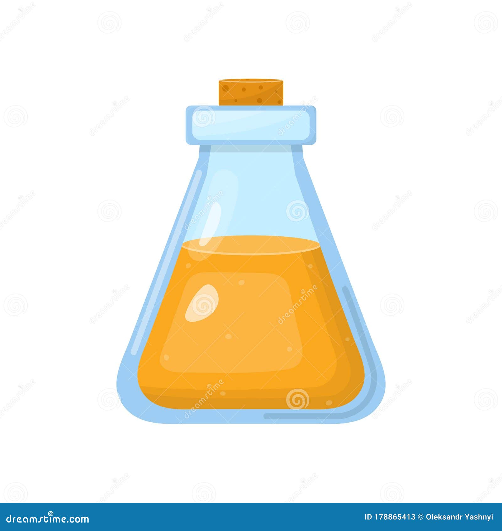 Magic Potion in Bottle with Orange Liquid Isolated on White Background ...