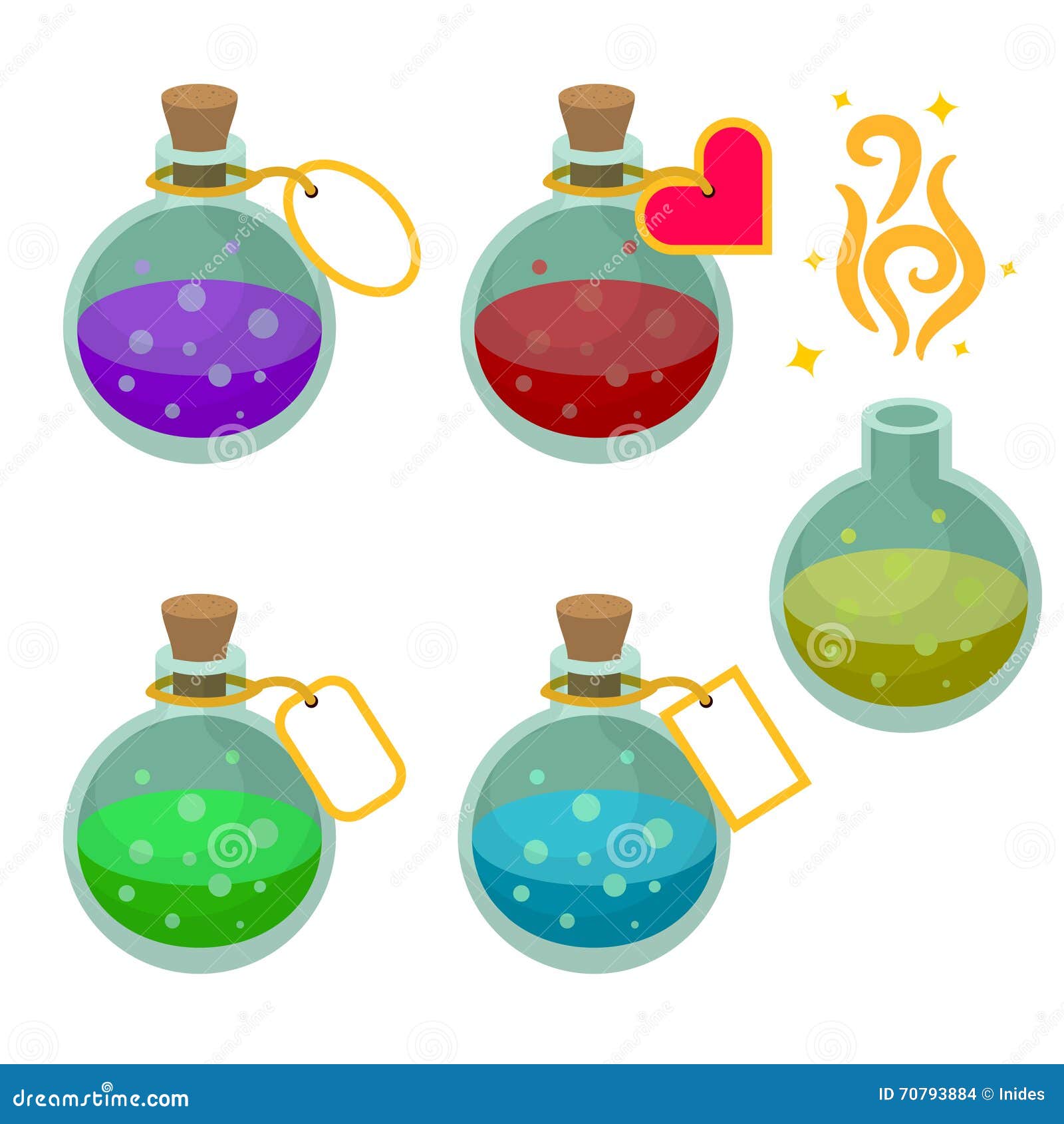 Magic Potion Bottles with Tags. Stock Vector - Illustration of ...