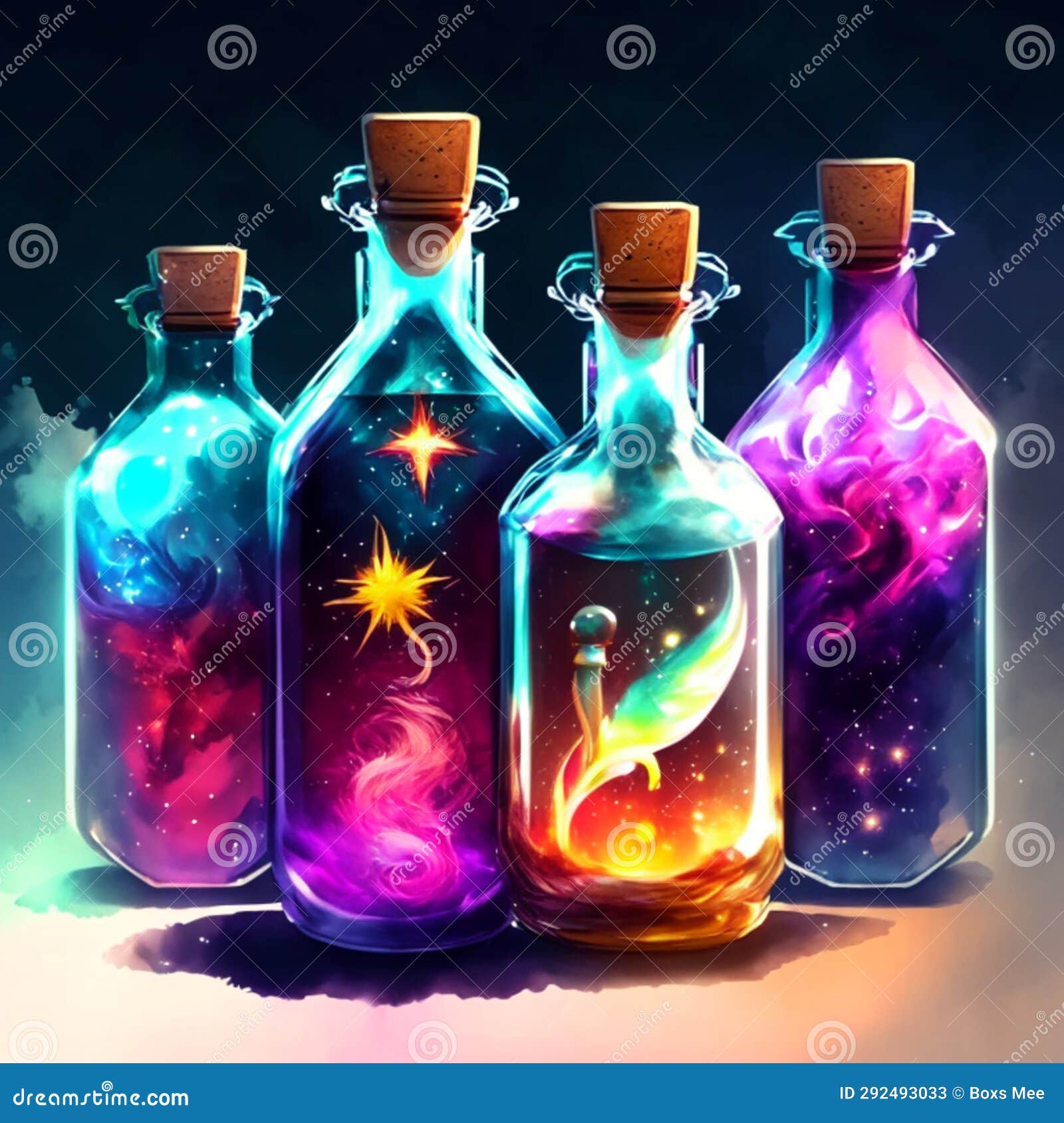 Magic Potion in Bottles. Vector Illustration of Magic Potion in Bottles ...