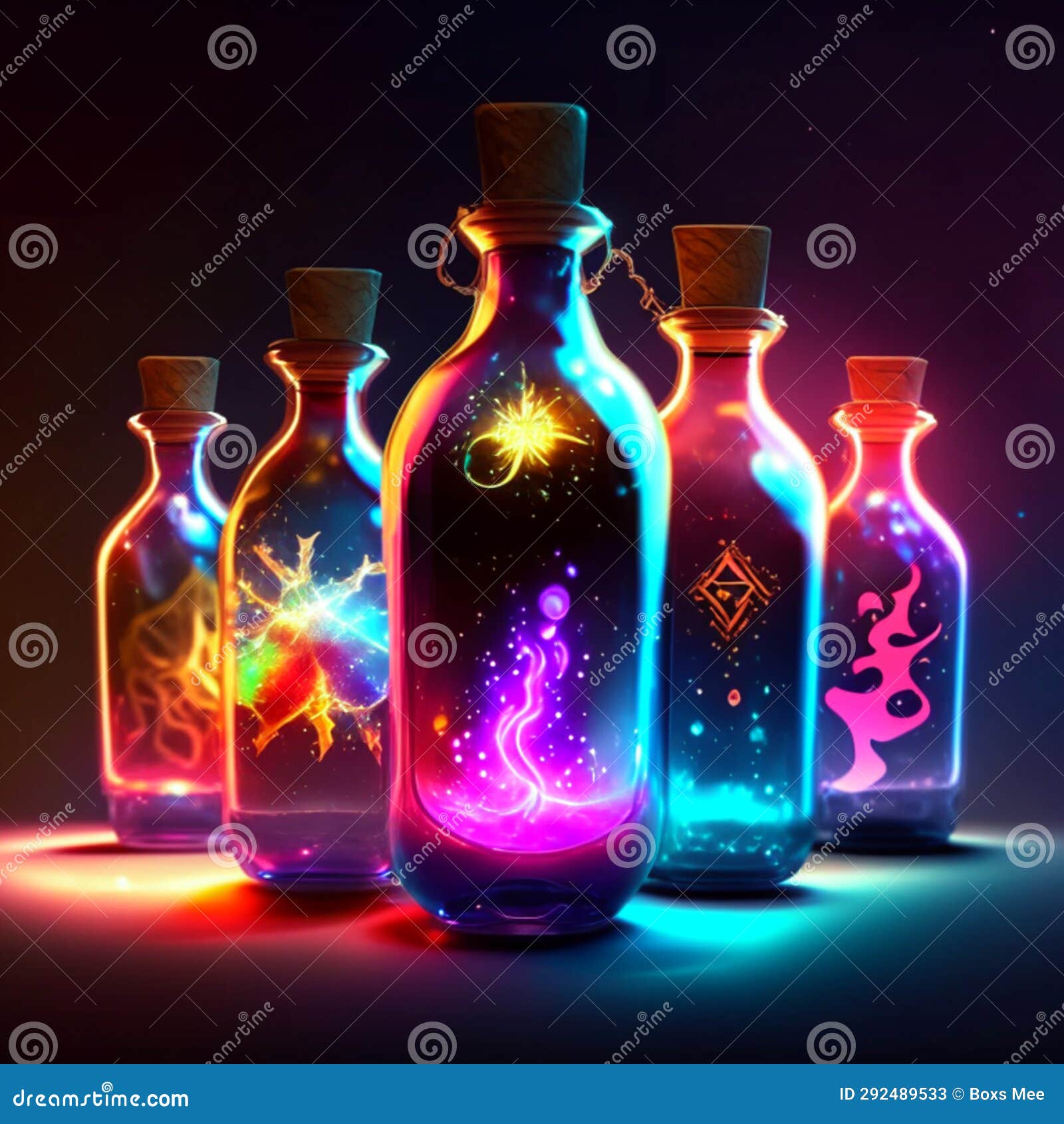 Magic Potion Bottles. Vector Illustration of Magic Potion Bottles with ...