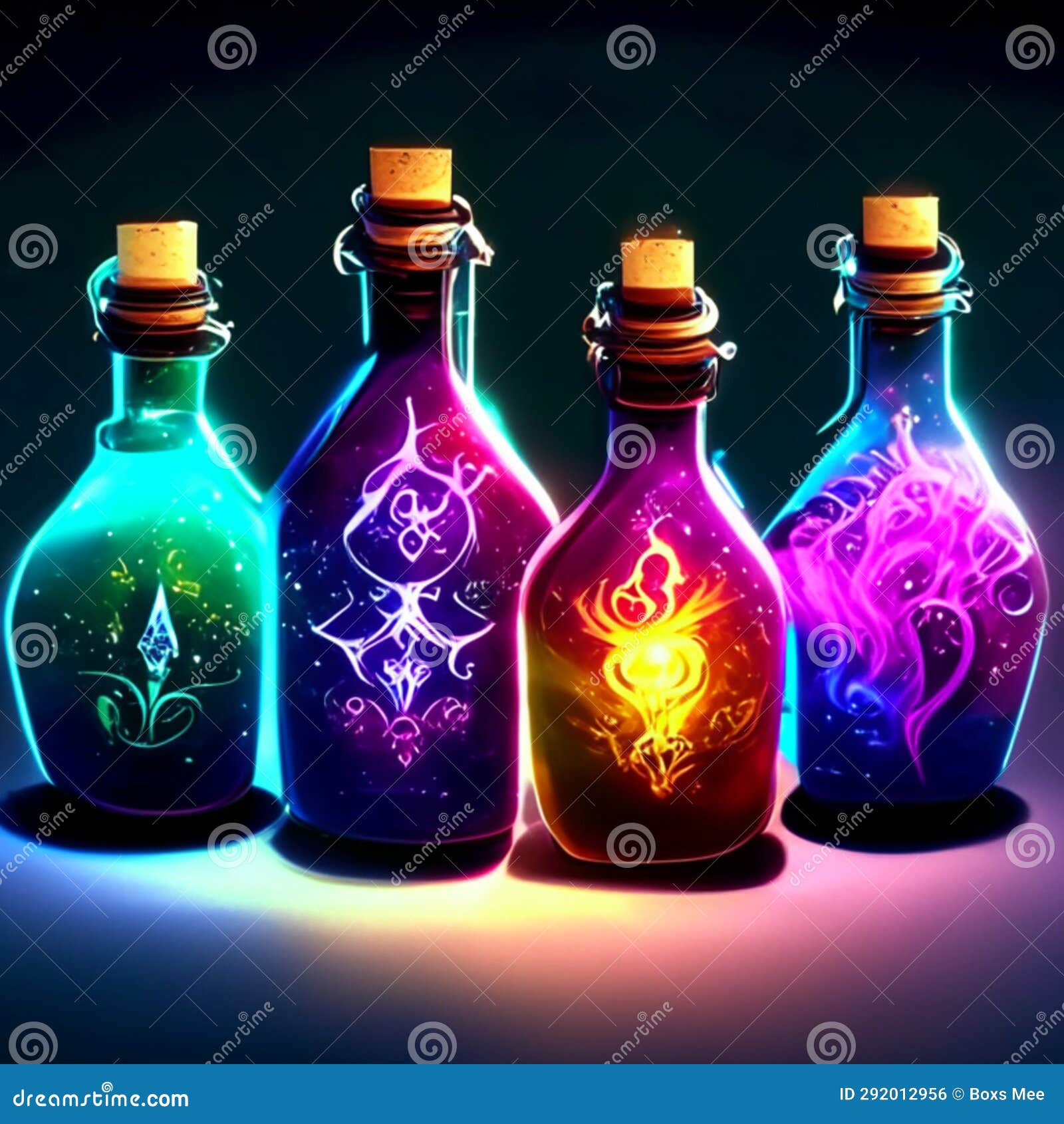 Magic Potion Bottles. Vector Illustration of Magic Potion Bottles with ...
