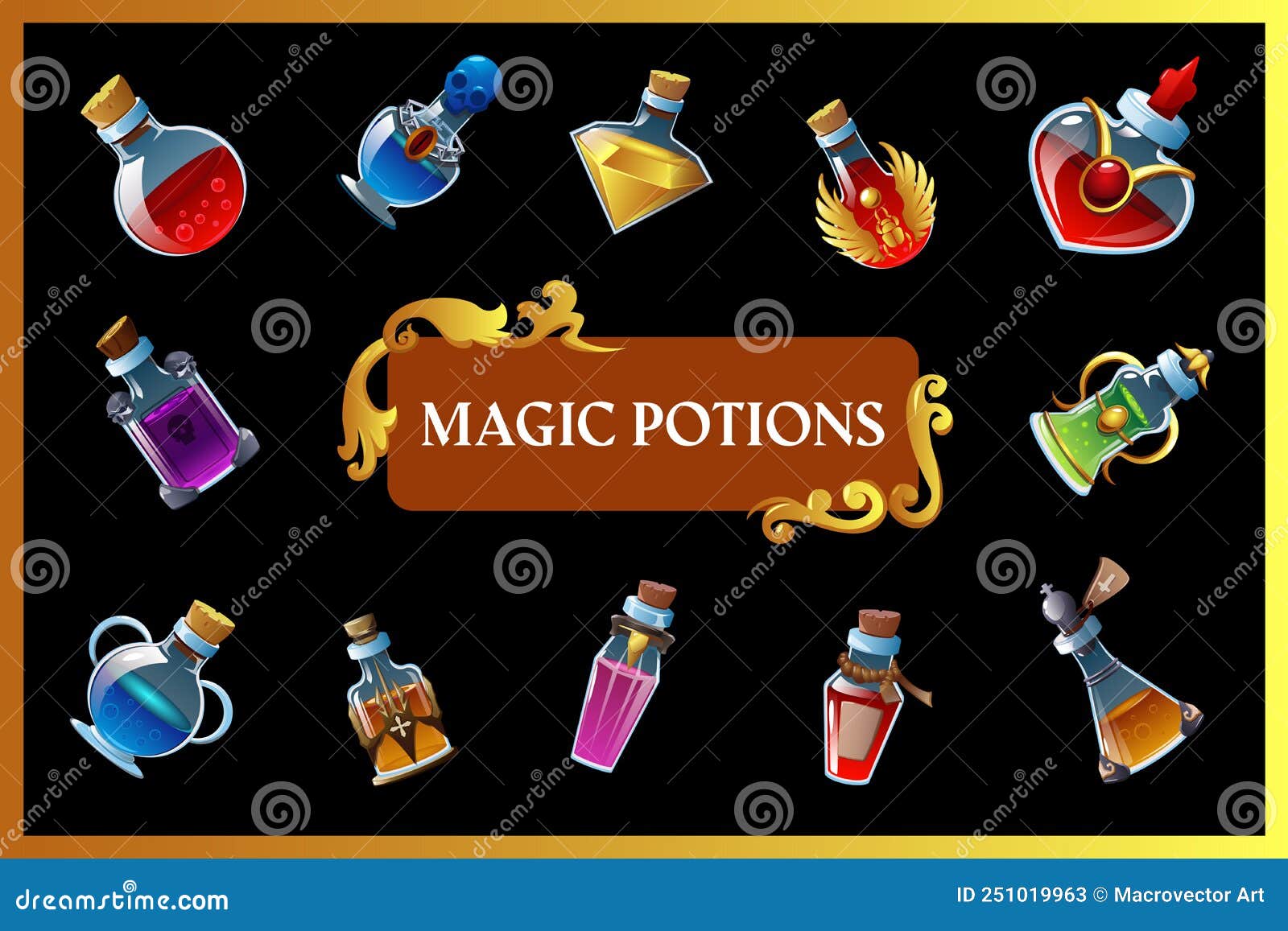 Magic Potion Game Background Stock Vector - Illustration of decorative ...