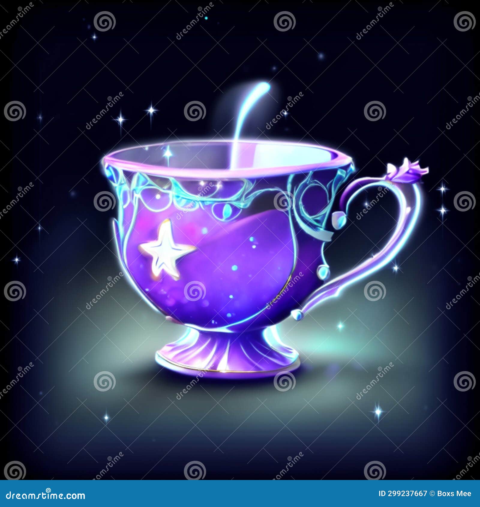Magic Potion in a Glass Cup on a Dark Background. Vector Illustration ...