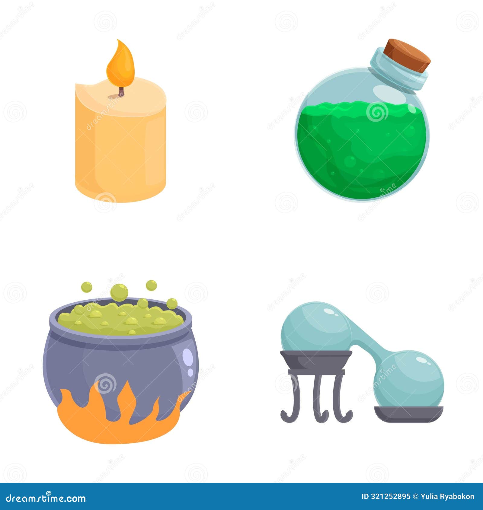 Magic Potion Ingredients and Tools Set Stock Vector - Illustration of ...