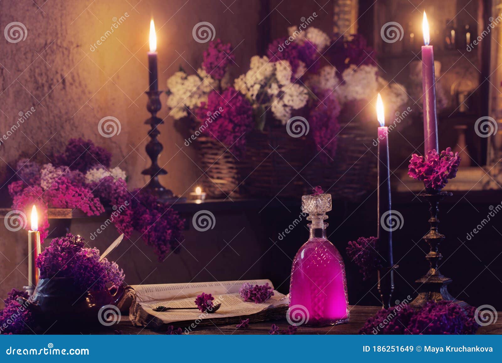 Magic Potion of Flowers in the Witch`s House Stock Image - Image of ...