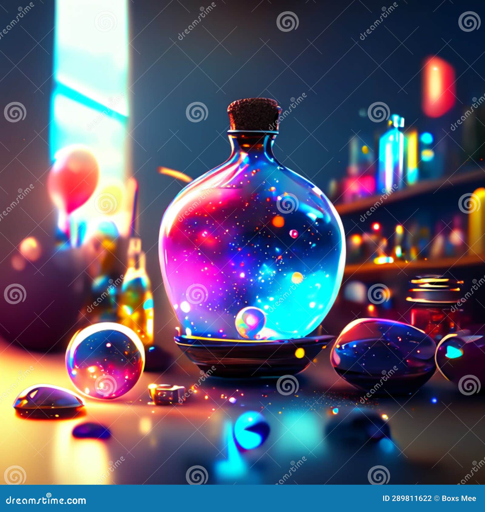 Magic Potion in a Magic Bottle. 3D Illustration. 3D CG. High Resolution ...