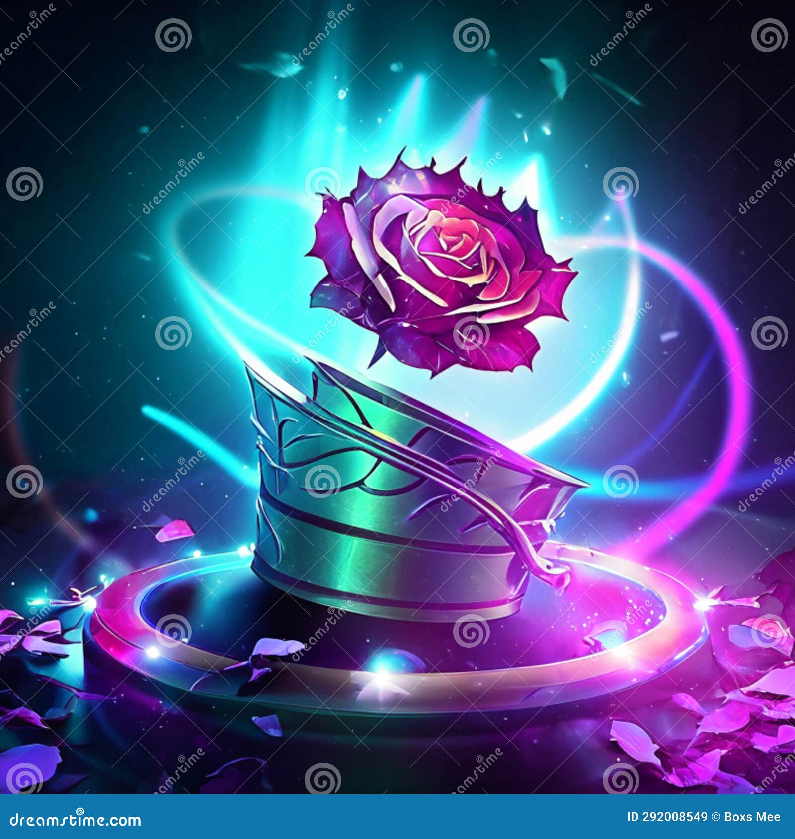 Magic Potion with Rose. Vector Illustration in Neon Style Stock ...