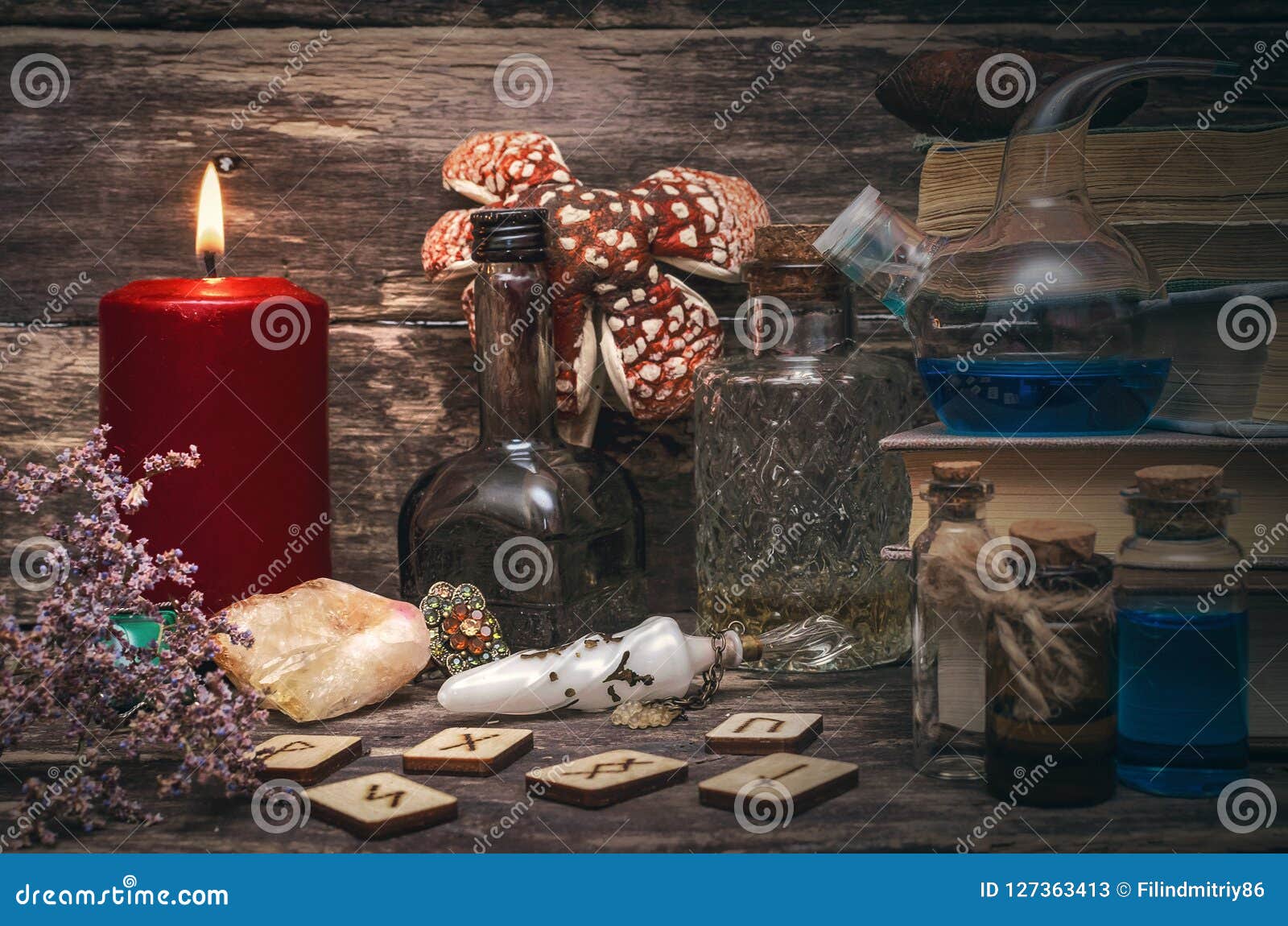 Witchcraft. Paranormal Table of Magician. Stock Image - Image of ...