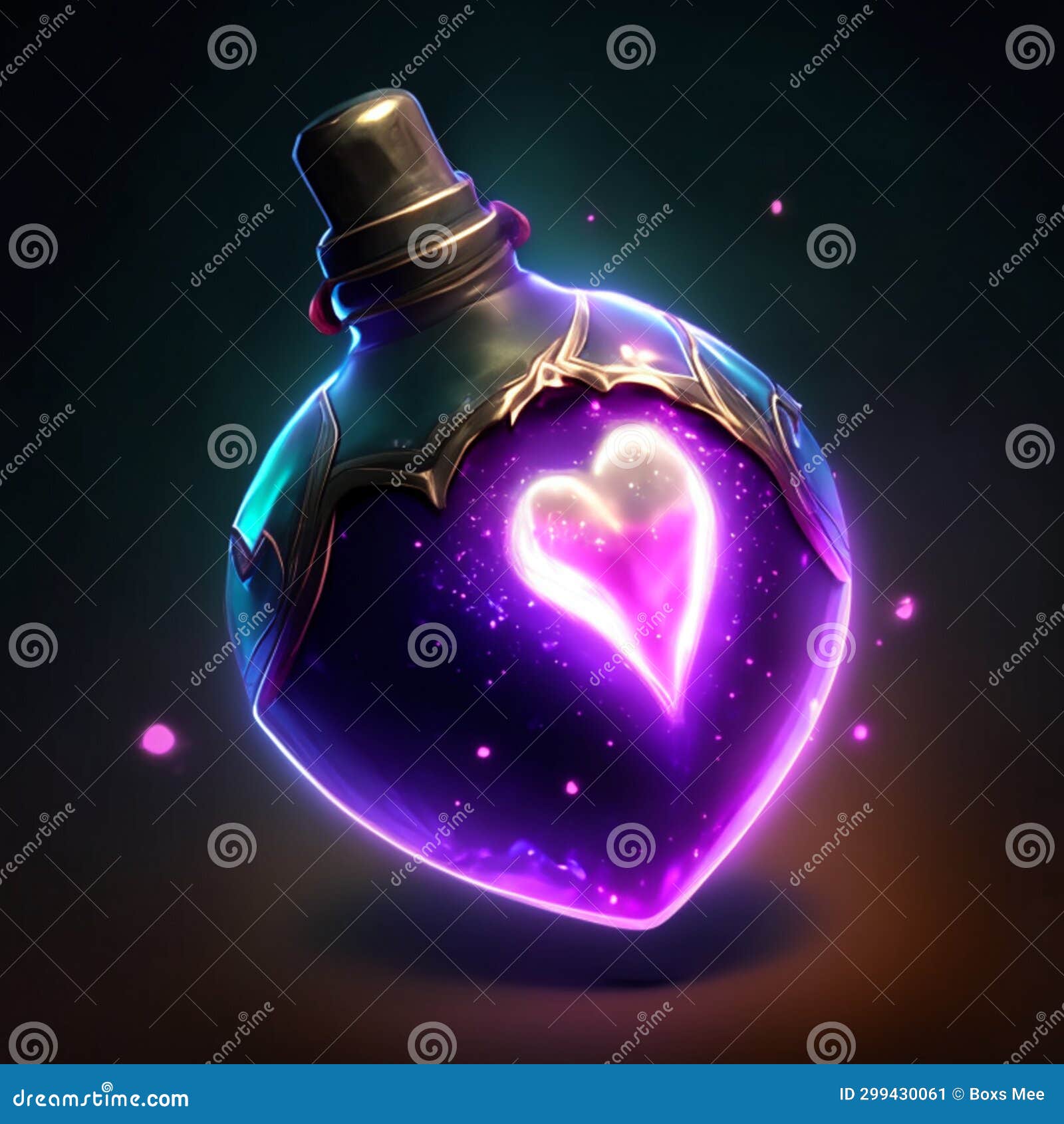 Magic Potion in the Shape of a Heart. Vector Illustration in Neon Style ...