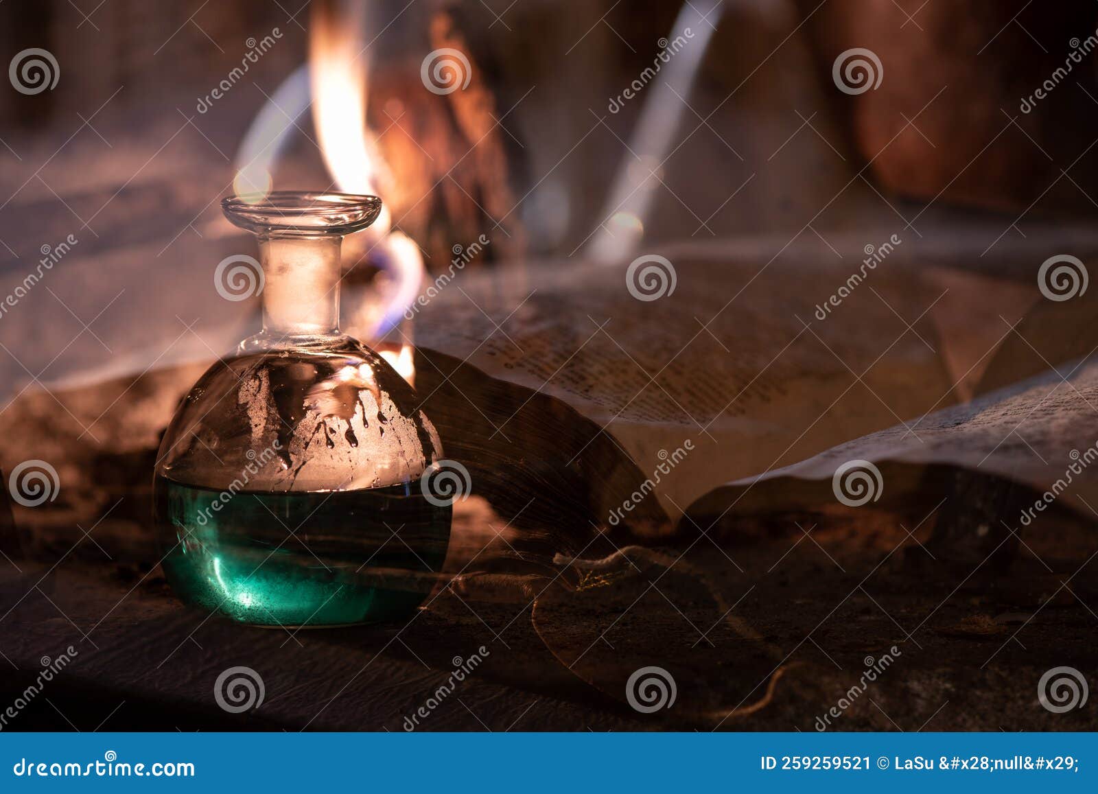 Magic Potion and Spell Book Stock Image - Image of potions, holiday ...