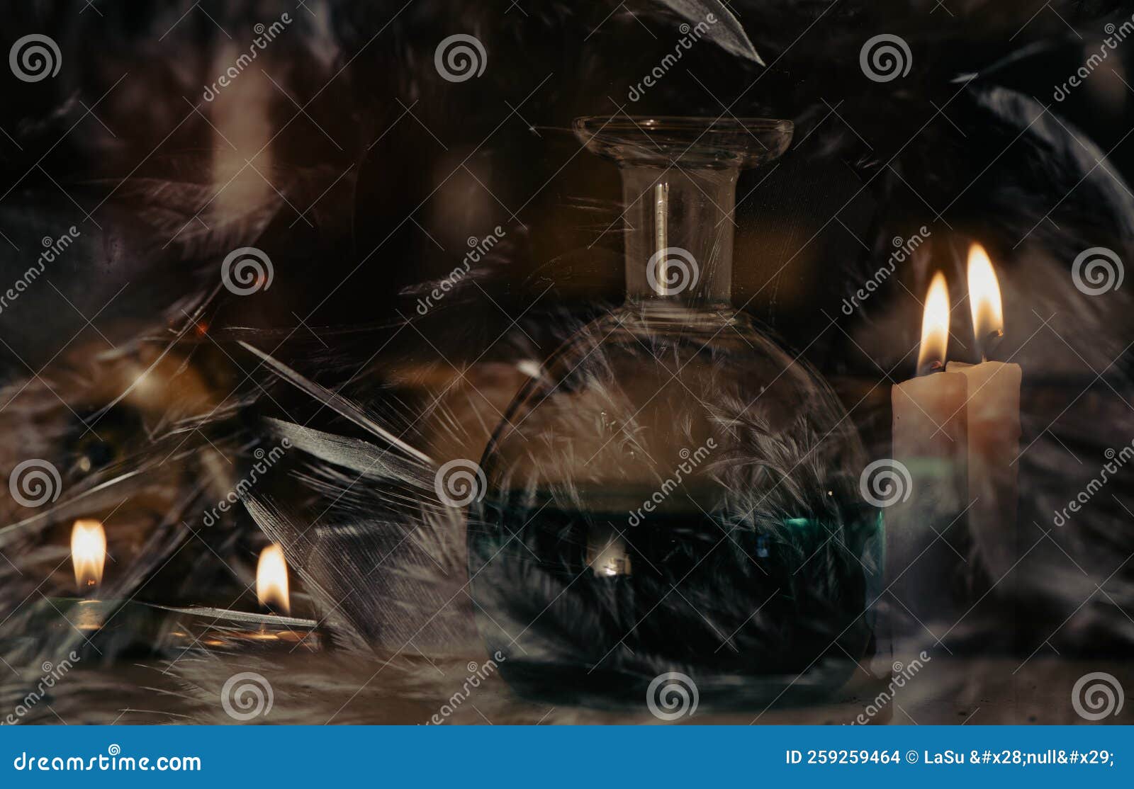 Magic Potion and Spell Book Stock Photo - Image of celebration, night ...