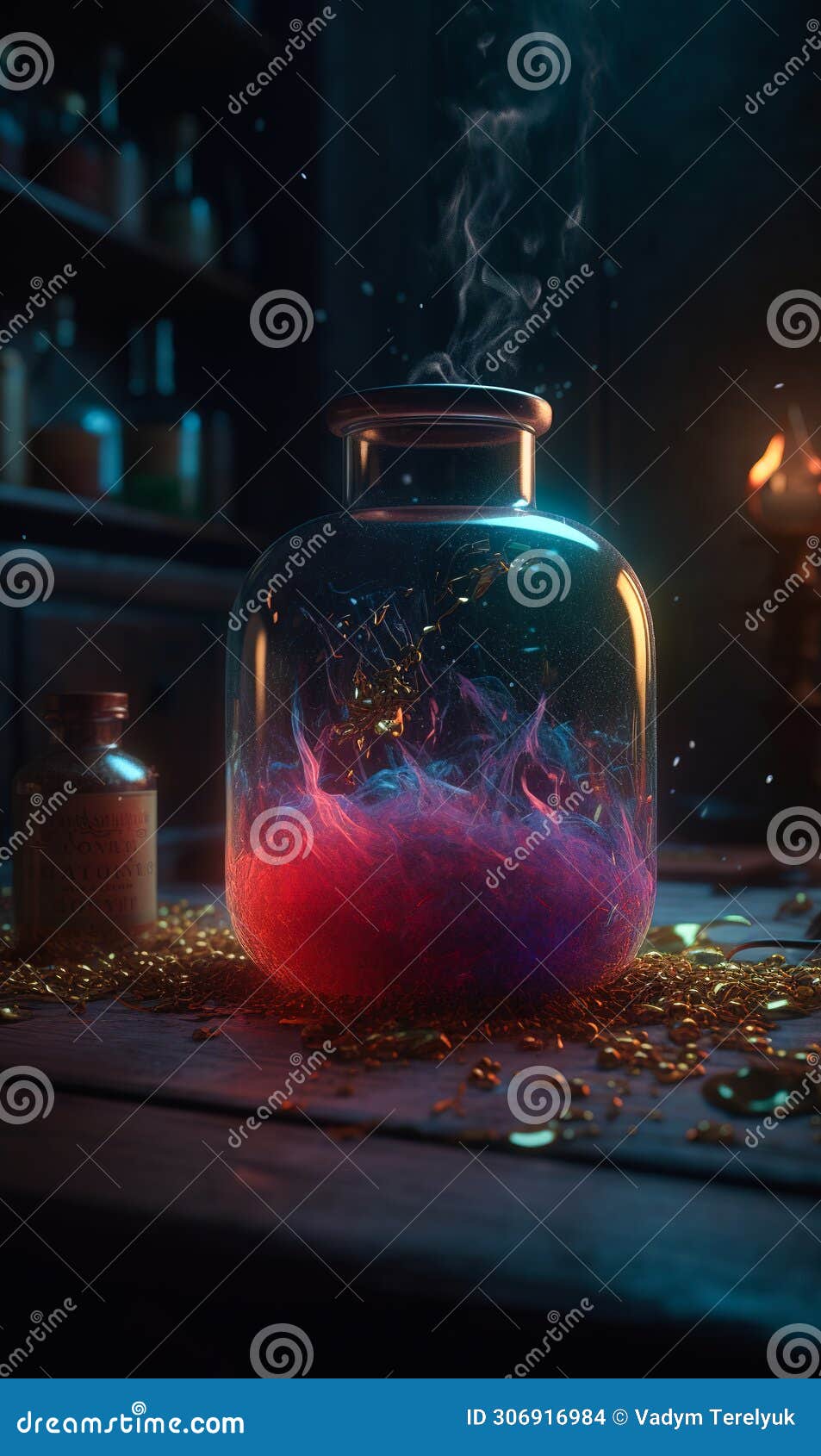 Magic Potion Ultra Realistic. a Jar Filled with Liquid Sitting on Top ...