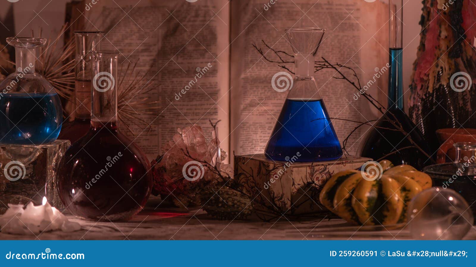 Magic Potions and Candle Light Stock Image - Image of darkness ...