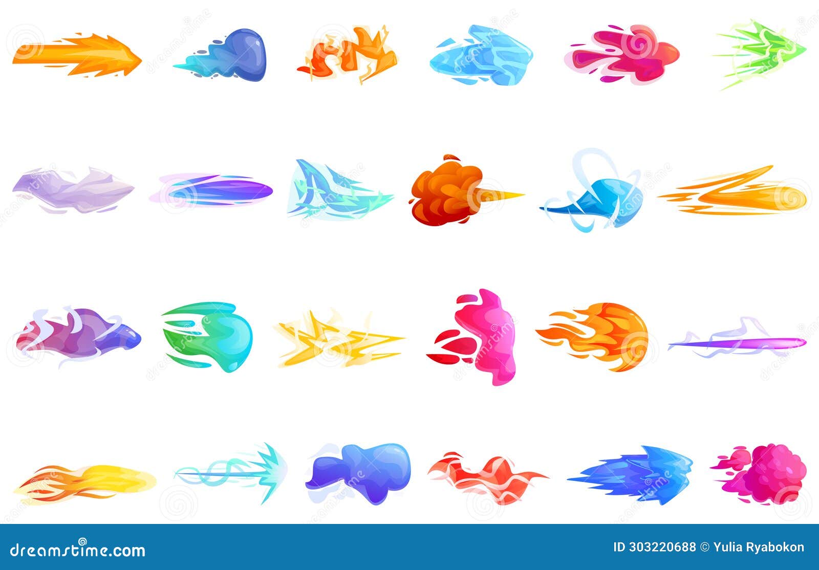 Magic Power Strike Effect Icons Set Cartoon Vector. Ice Piece Stock ...