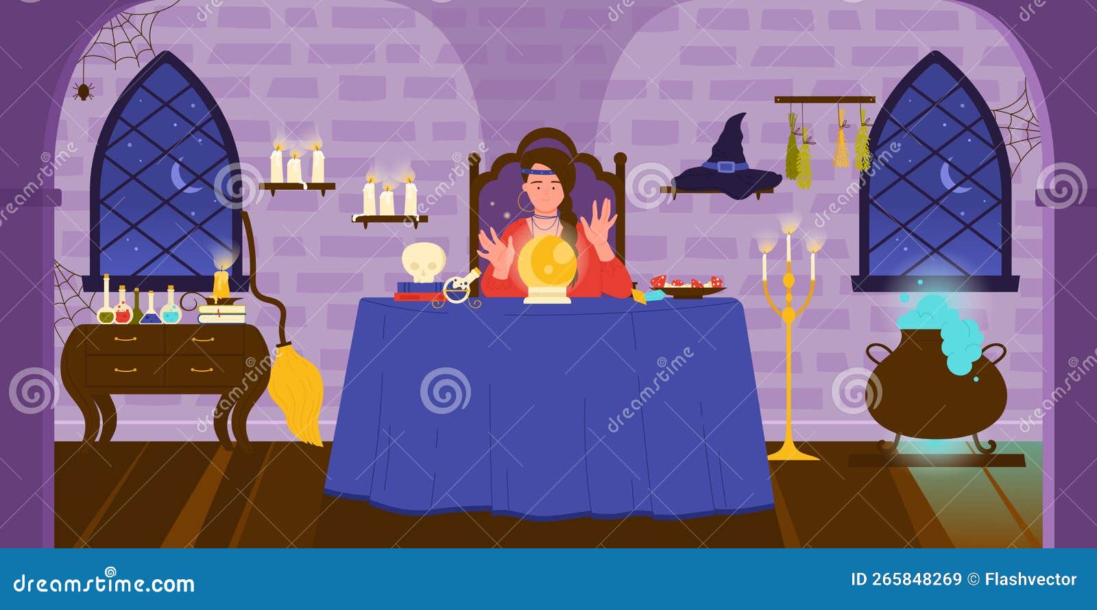 A Magic Prediction Ball With A Ouija Board Pointer Inside And A Candle ...