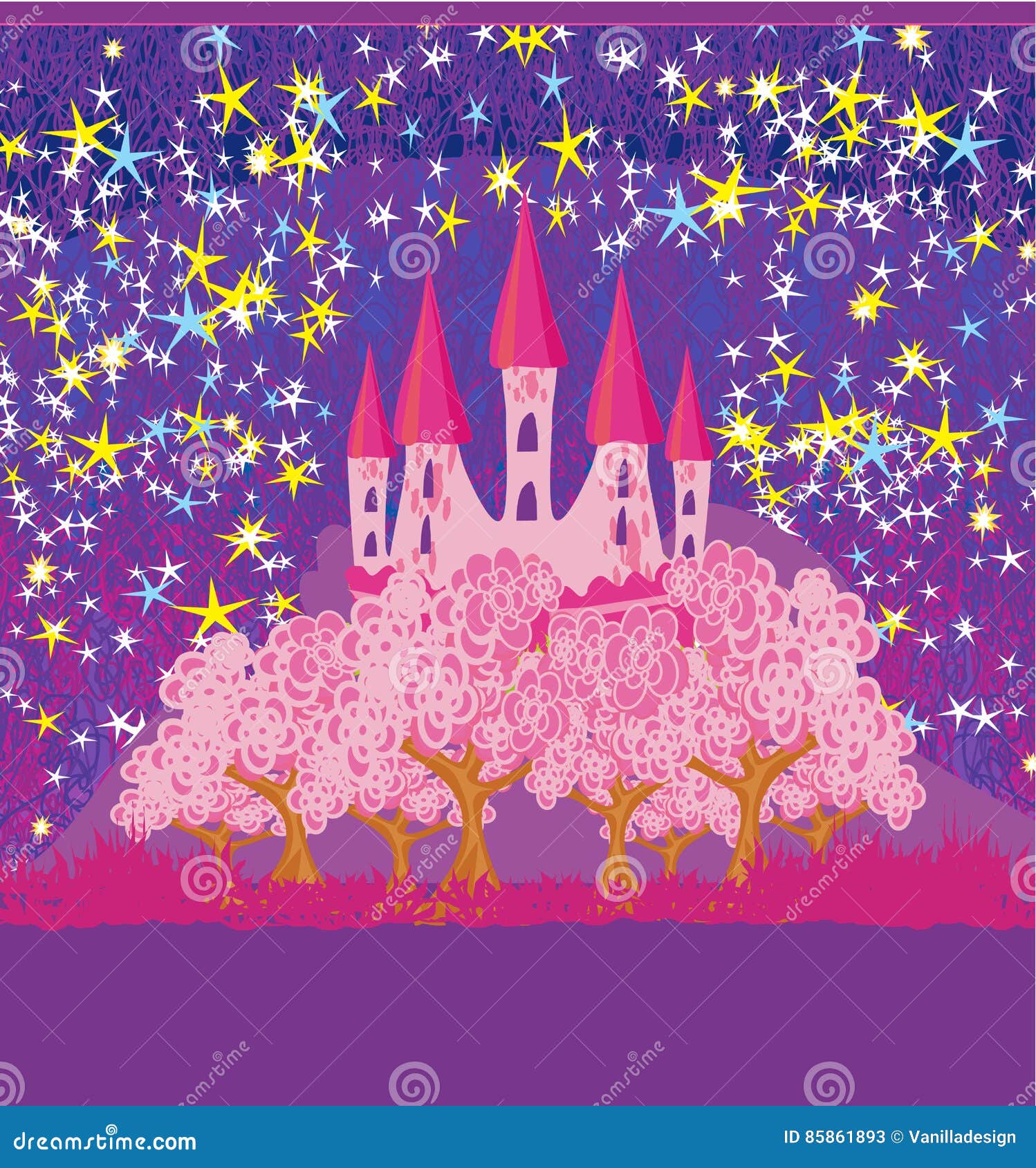 Magic princess Castle stock vector. Illustration of princess - 85861893