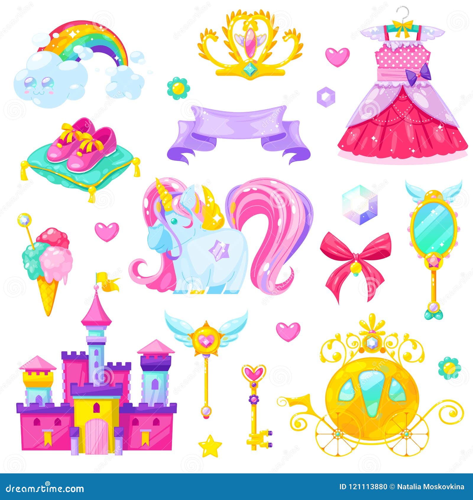 Magic Princess Elements Set. Stock Vector - Illustration of daydream ...
