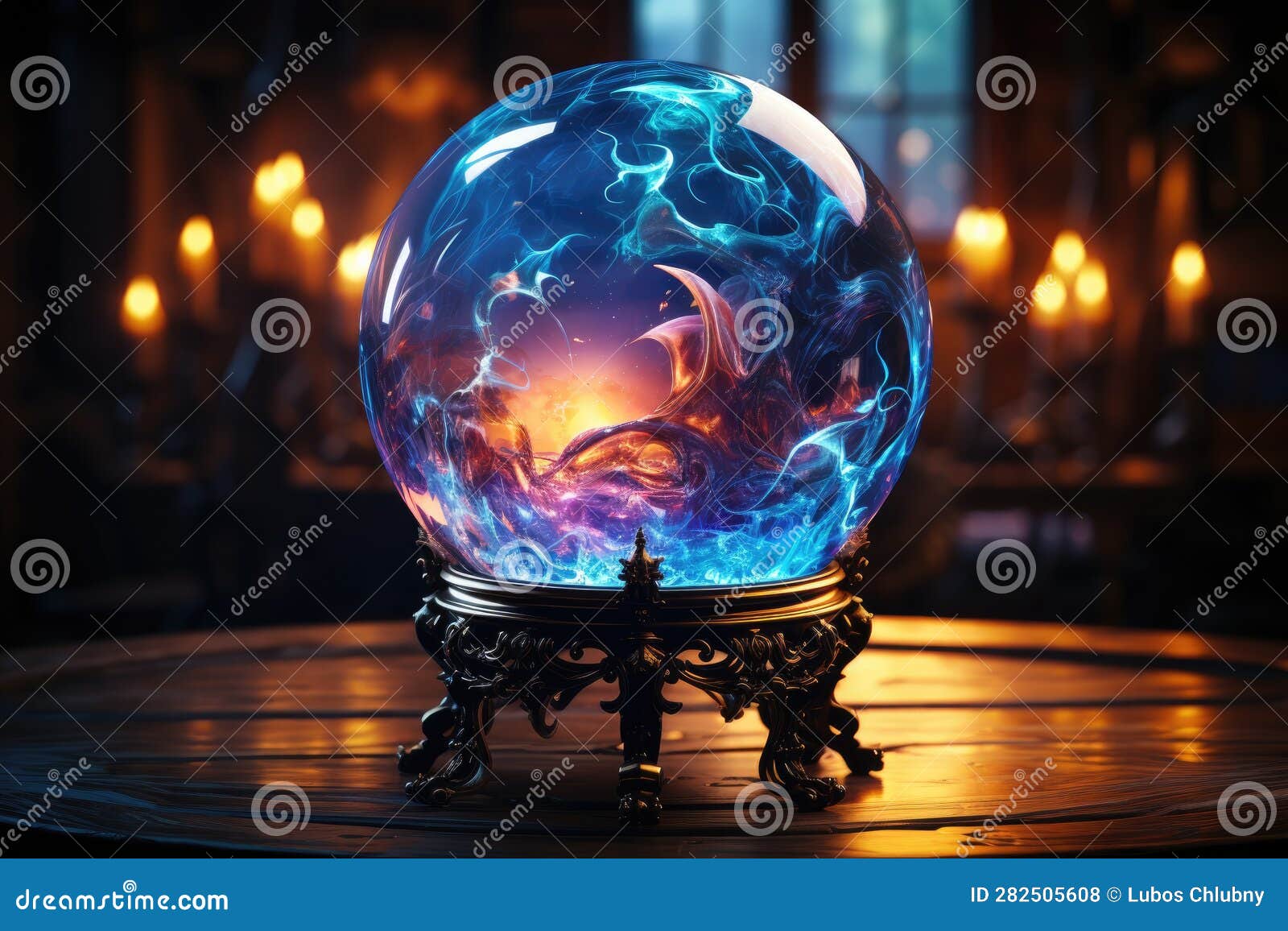 Magic Prophecy Sphere. Generative AI Stock Illustration - Illustration ...