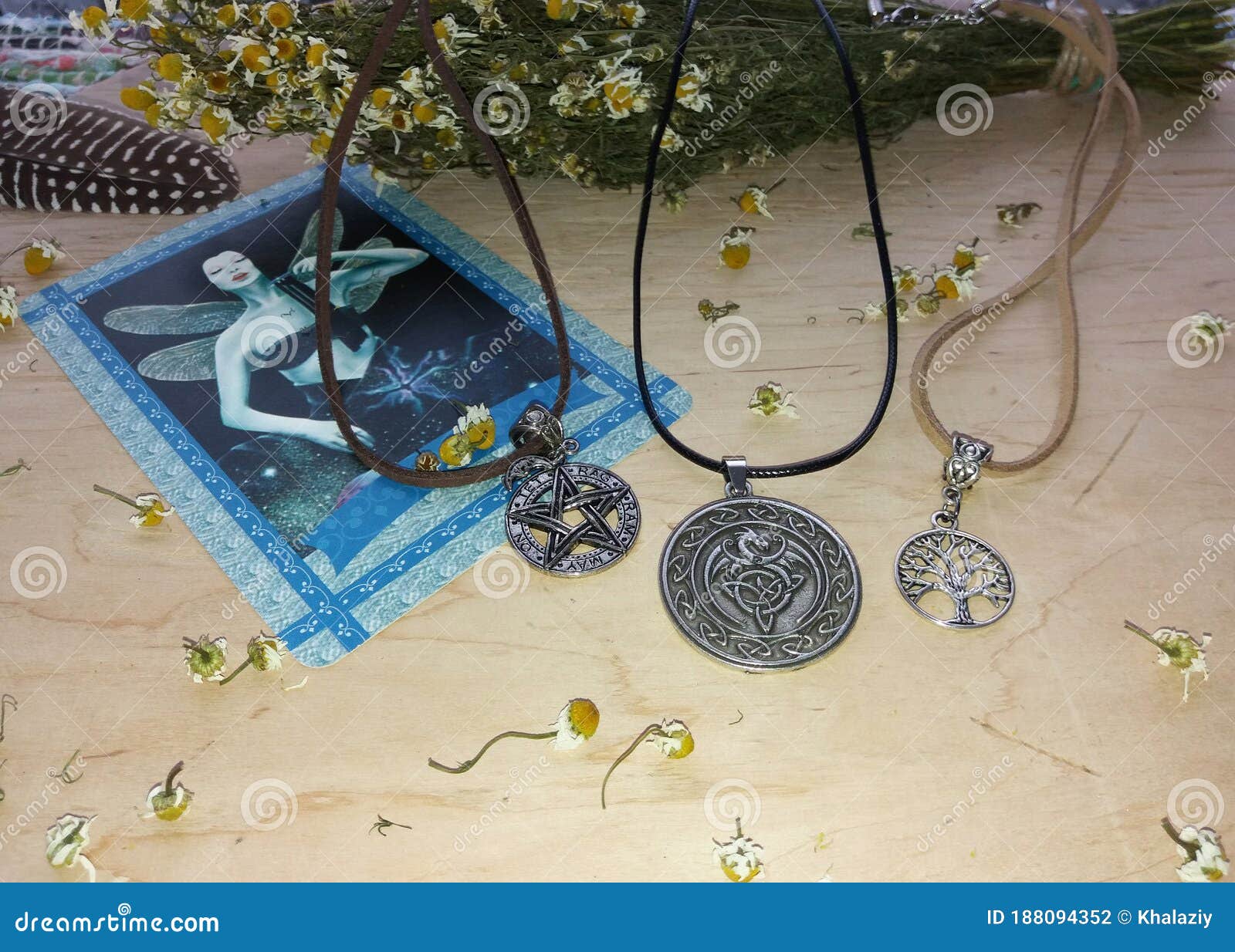 Magic Protective Pendants for Witches and Magicians Stock Photo - Image ...