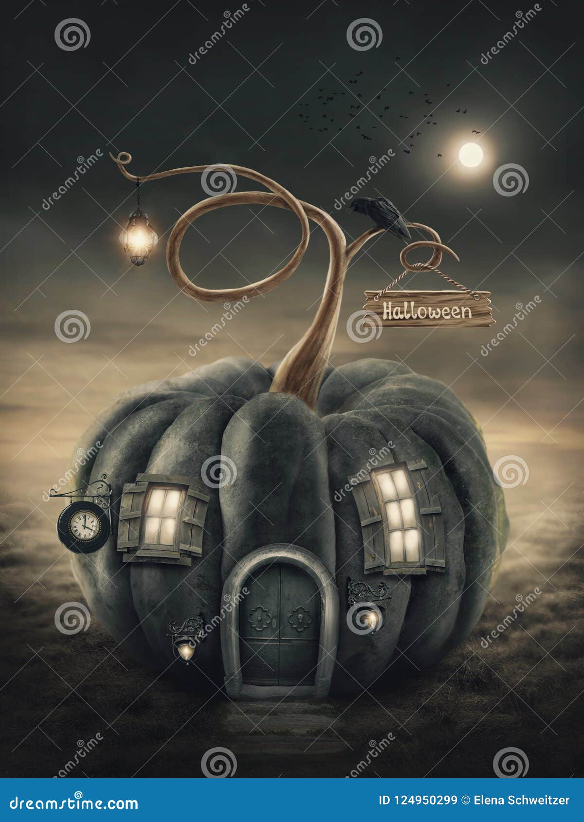 Magic pumpkin home stock illustration. Illustration of text - 124950299