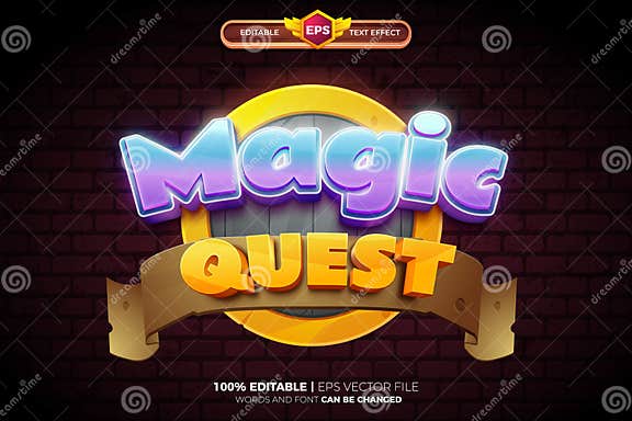 Magic Quest 3D Game Editable Text Effect Stock Vector - Illustration of ...
