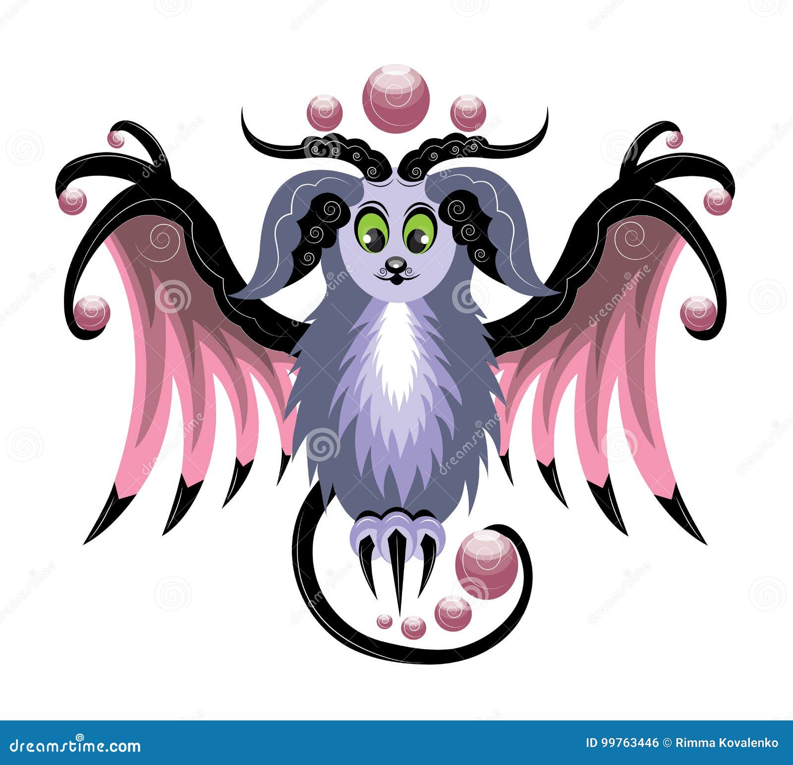 Magic ram with wings stock vector. Illustration of threads - 99763446