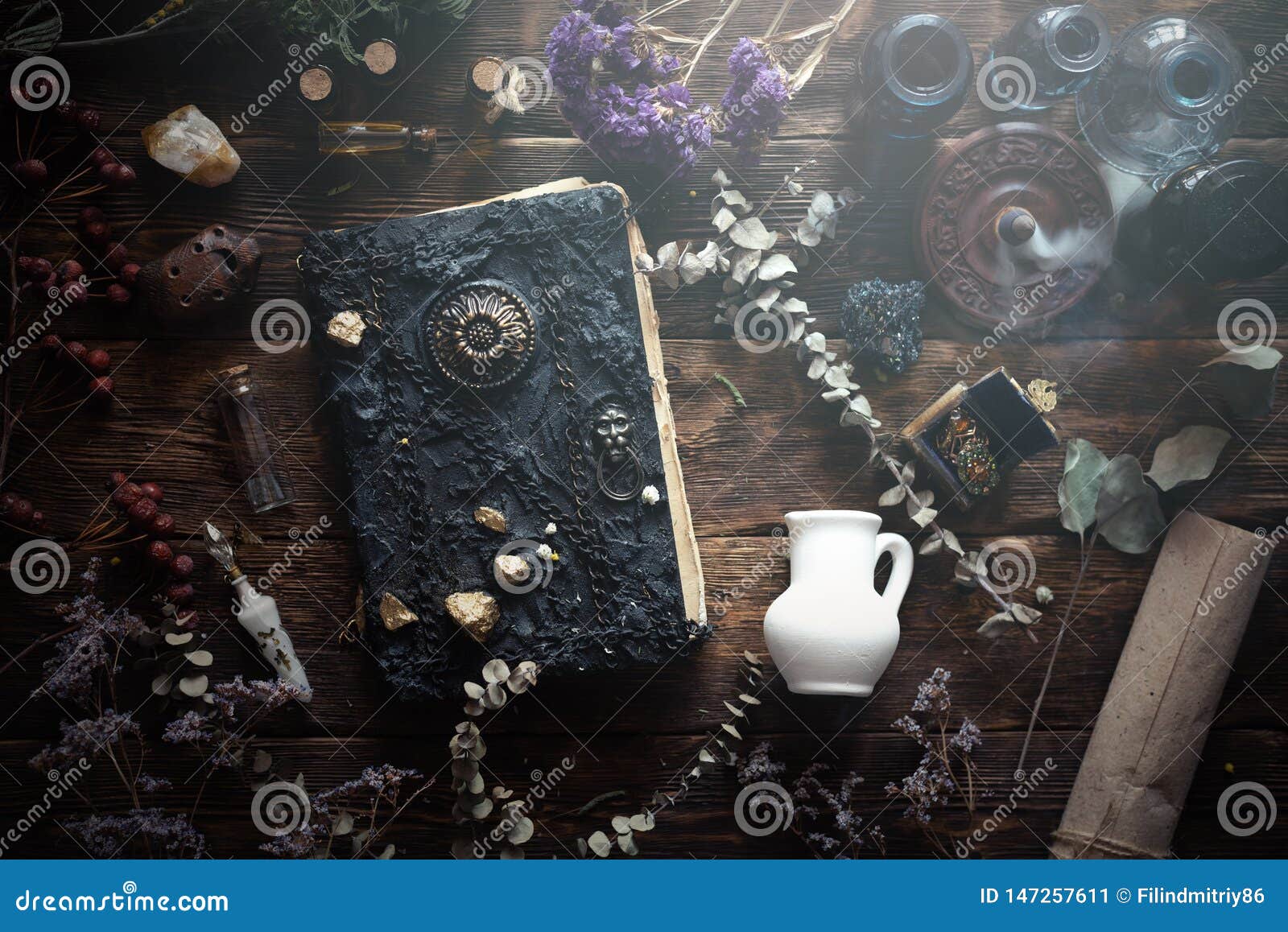 Magic book. stock image. Image of druid, branch, druidism - 147257611