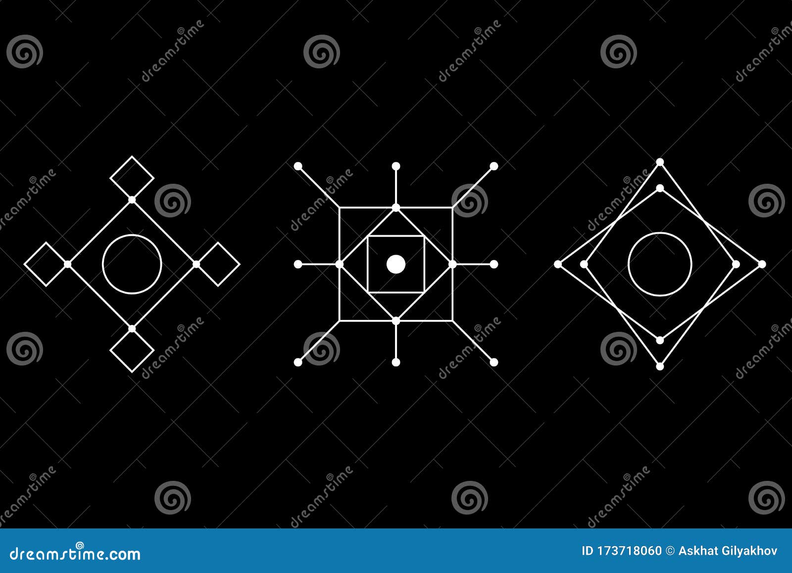 Magic Rectangular Geometry White Symbol Set with Inscribed Circle ...