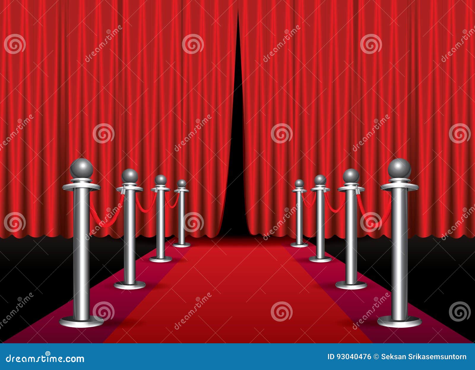 Magic Red Carpet Loop with Red Curtain Stock Vector - Illustration of ...