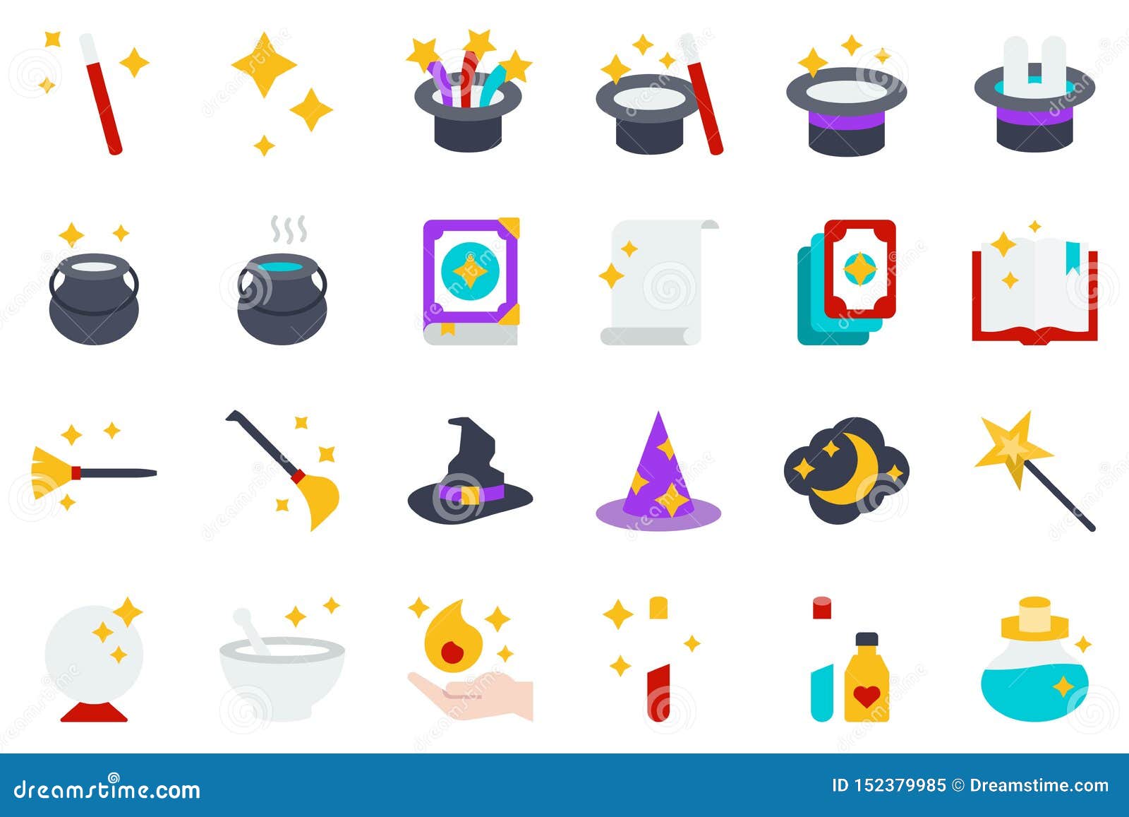 Magic Related Vector Icon Set, Flat Style Stock Vector - Illustration ...