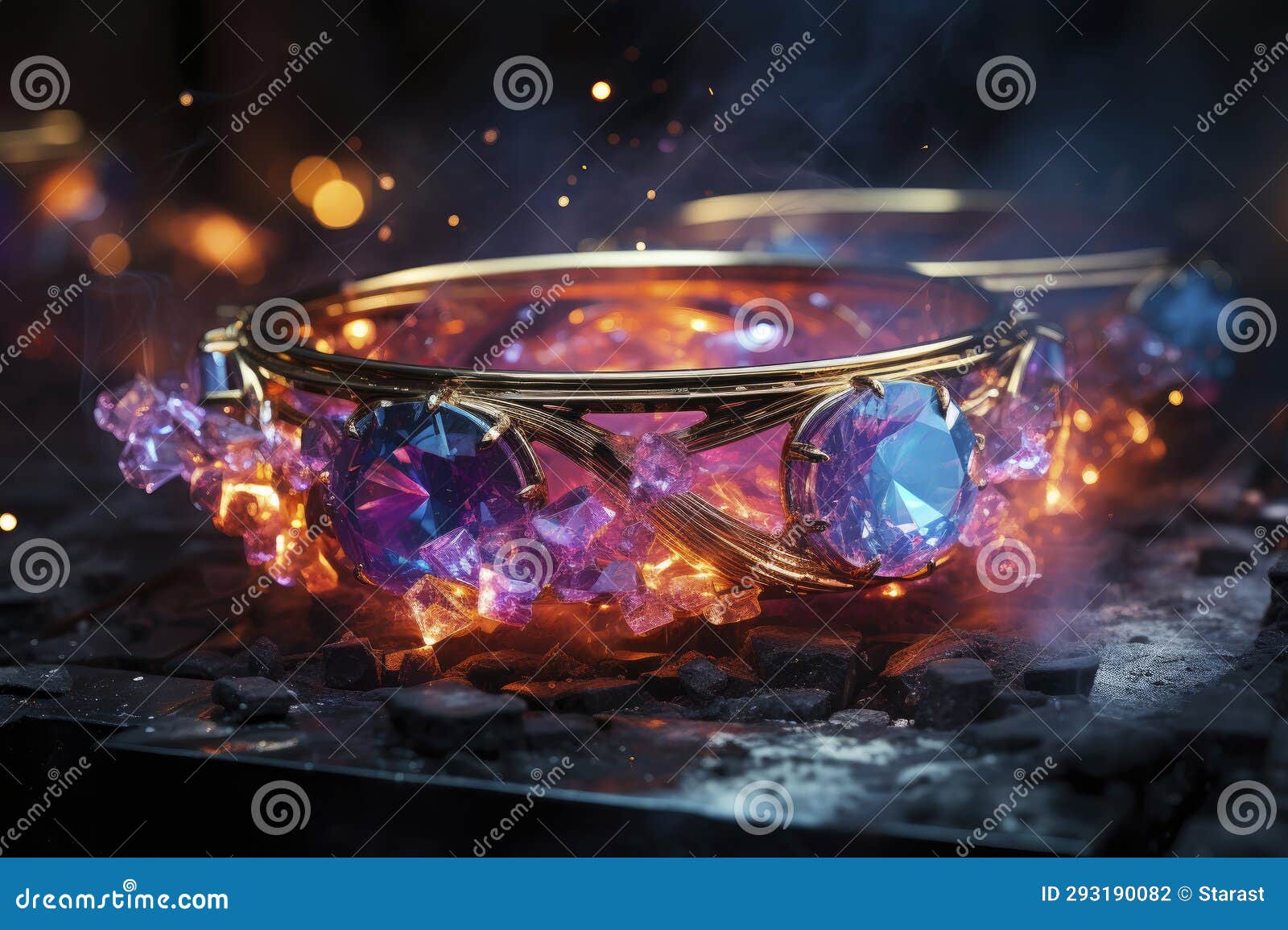 Magic Ring Made of Precious Metal with a Large Gemstone Close-up, AI ...