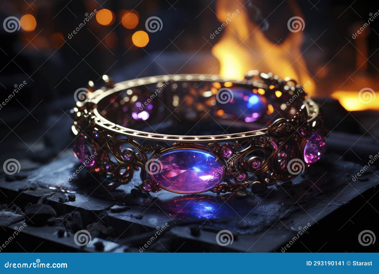 Magic Ring Made of Precious Metal with a Large Gemstone Close-up, AI ...