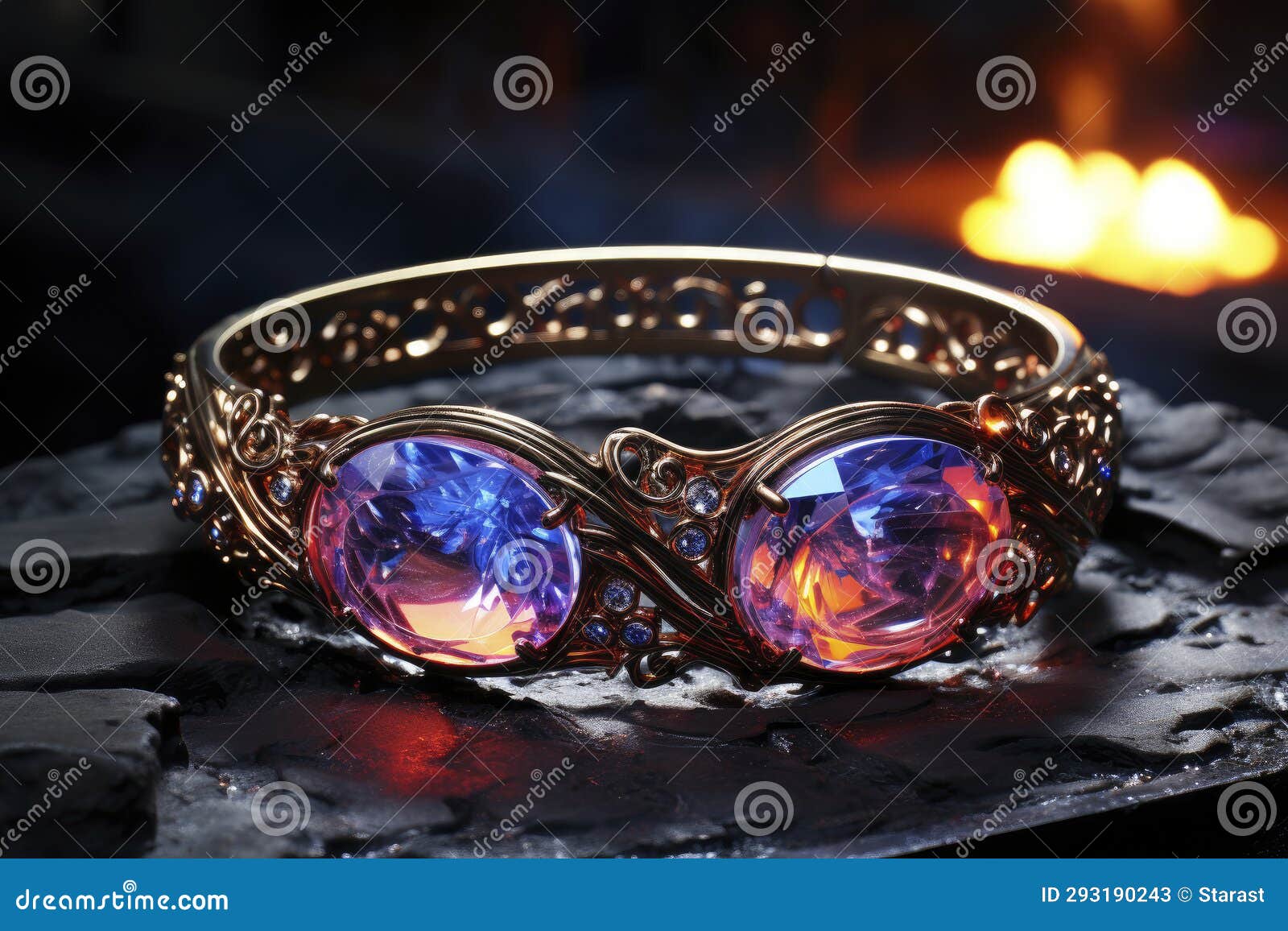 Magic Ring Made of Precious Metal with a Large Gemstone Close-up, AI ...