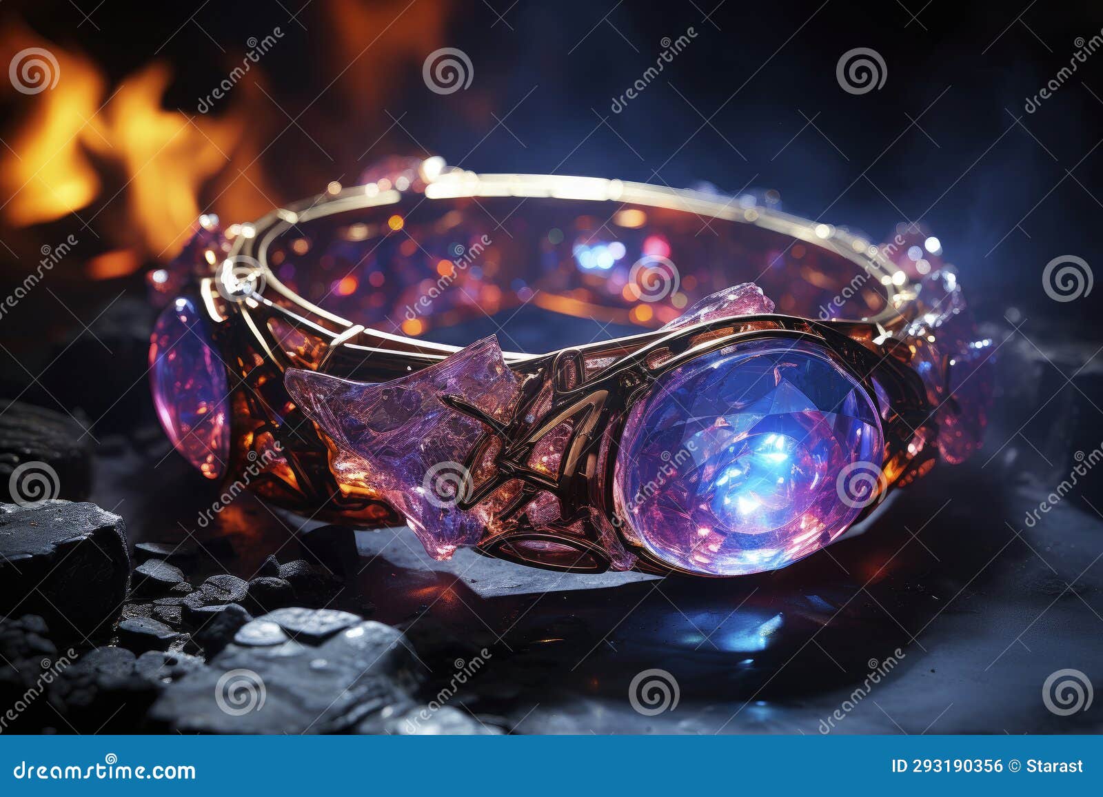 Magic Ring Made of Precious Metal with a Large Gemstone Close-up, AI ...