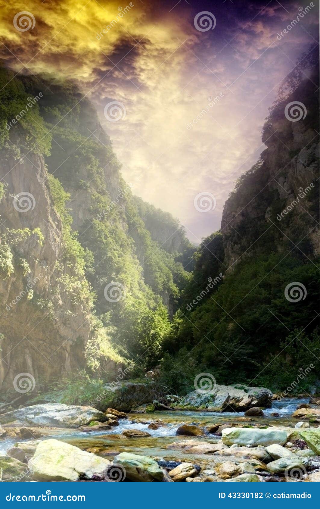 Magic river and mountains stock photo. Image of water - 43330182