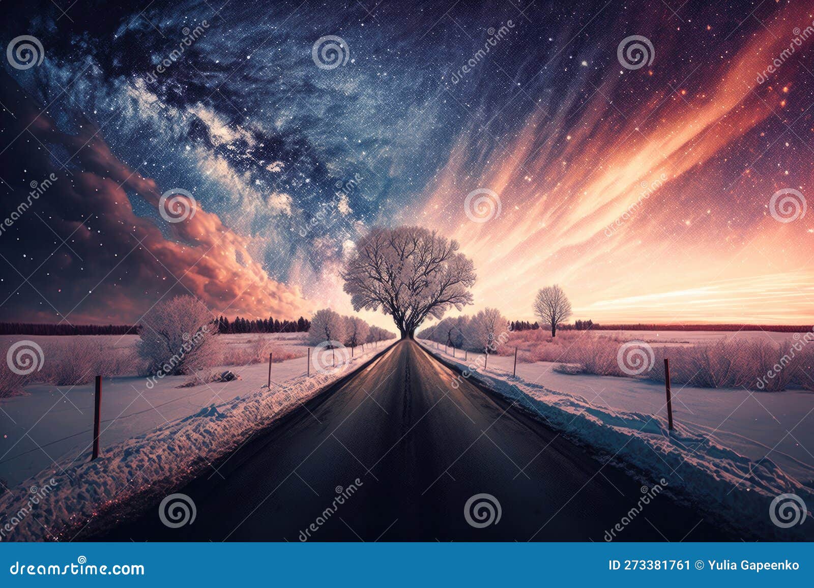 Magic Road with Starry Sky. Illustration AI Generative Stock ...