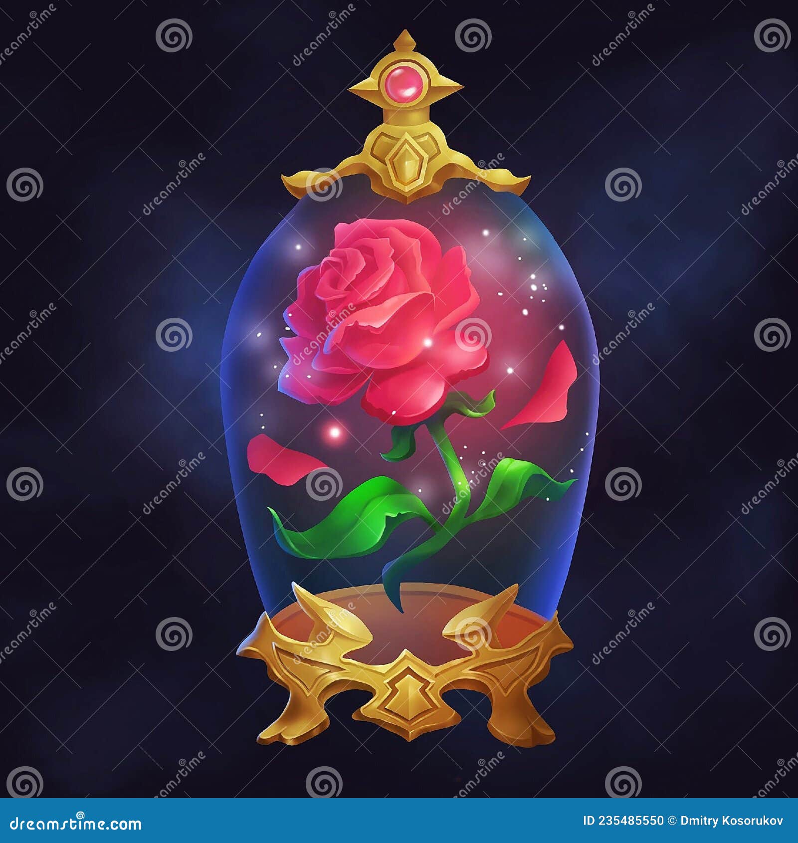 Magic Rose in a Glass Vessel Stock Illustration - Illustration of ...