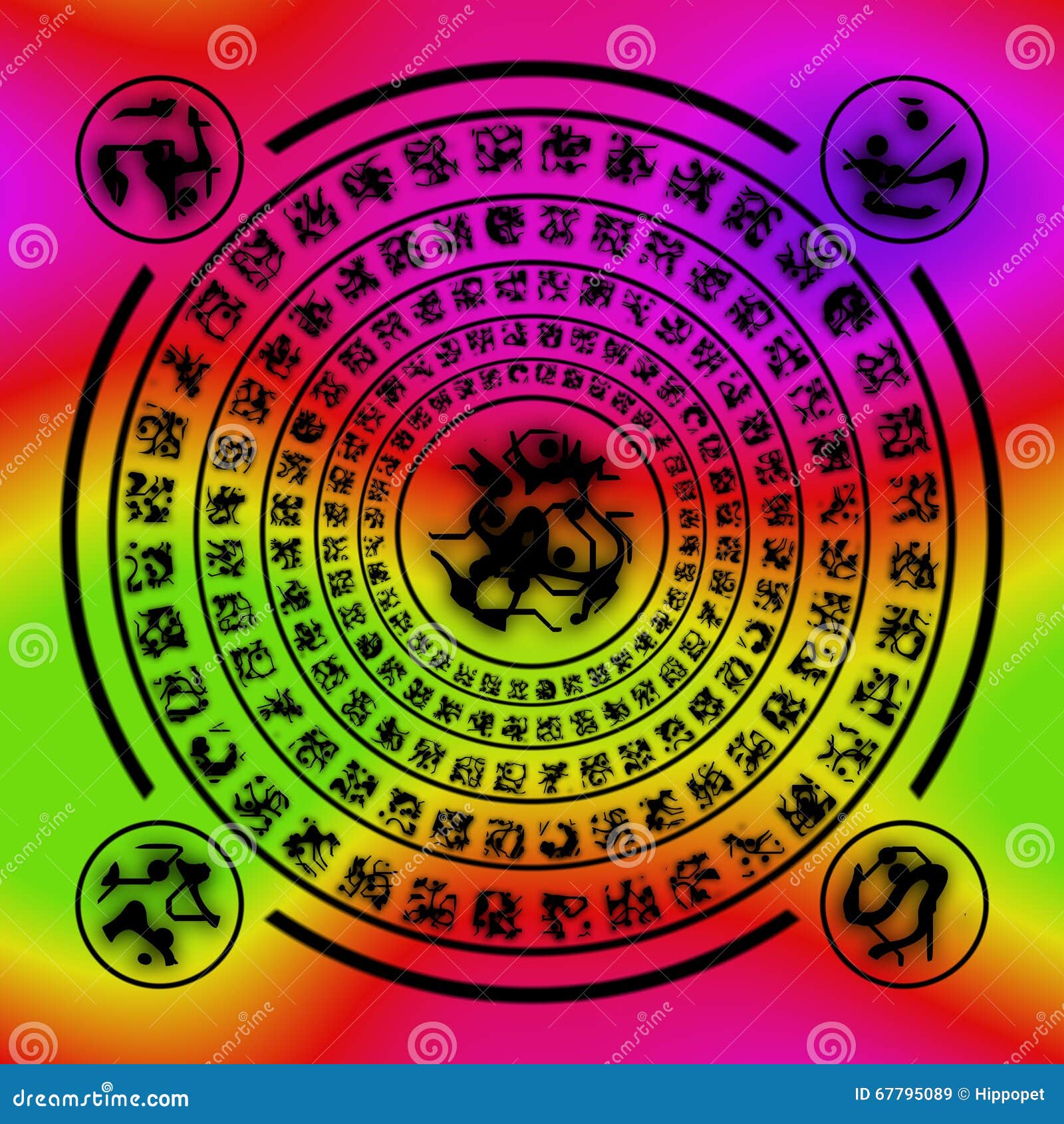 Magic rune circle stock illustration. Illustration of fortune - 67795089