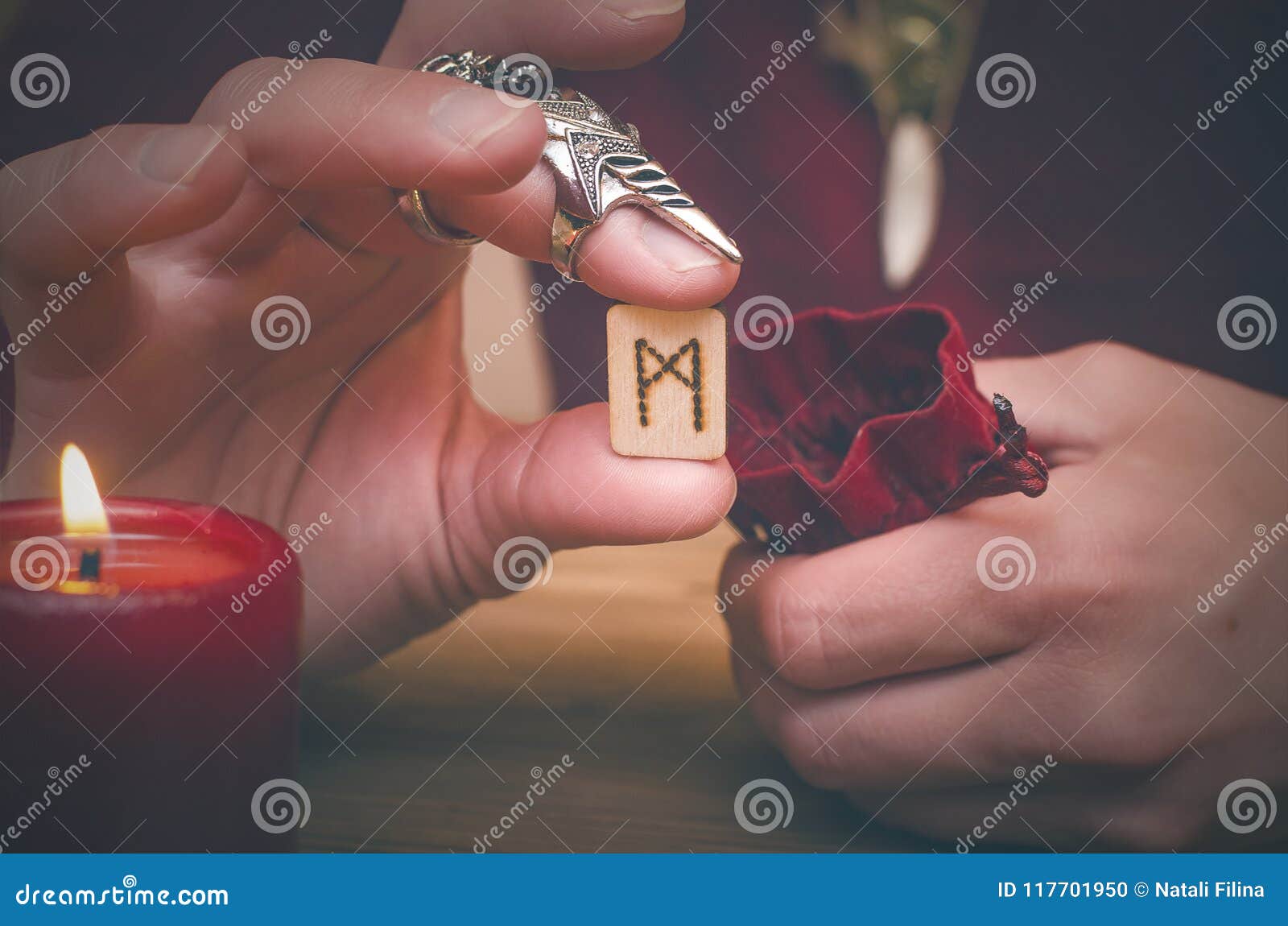 Magic Runes for Future Reading and Divination. Runestone Reading. Stock ...