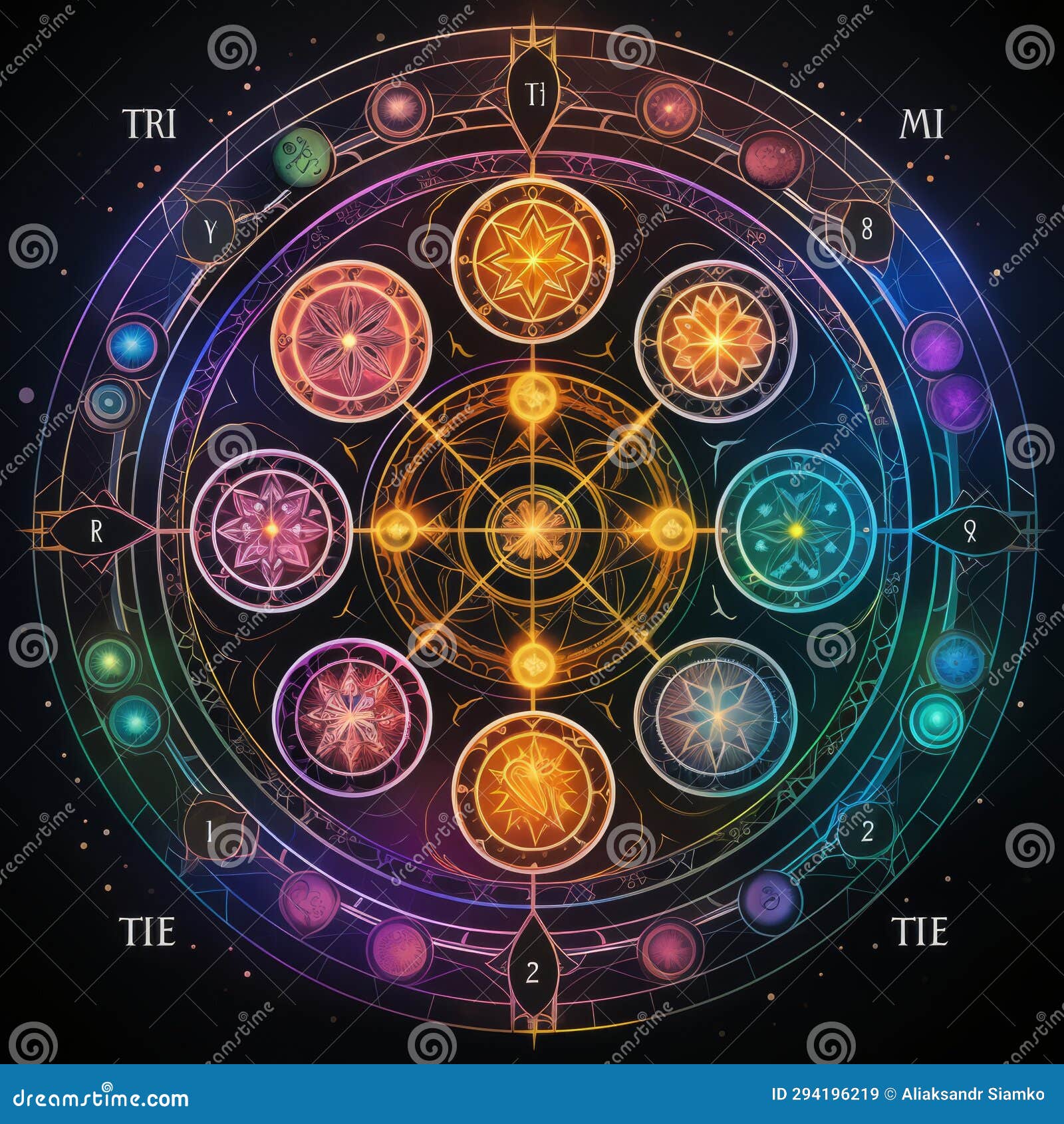 Magic Runic Table of Energies Stock Illustration - Illustration of ...