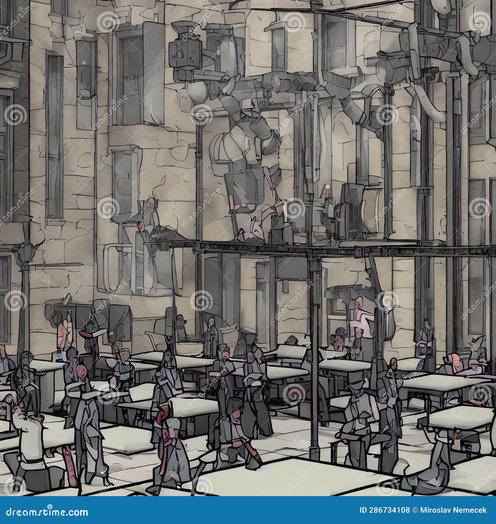 Magic School in the Sky, Generative AI Illustration Stock Illustration ...