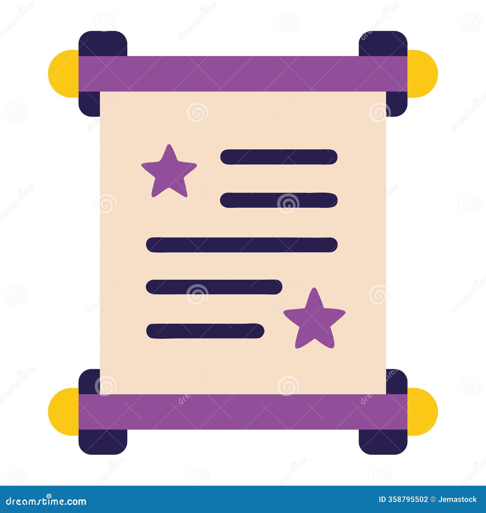 Set Magic Scroll Icon Isolated On Black And White Background. Decree ...